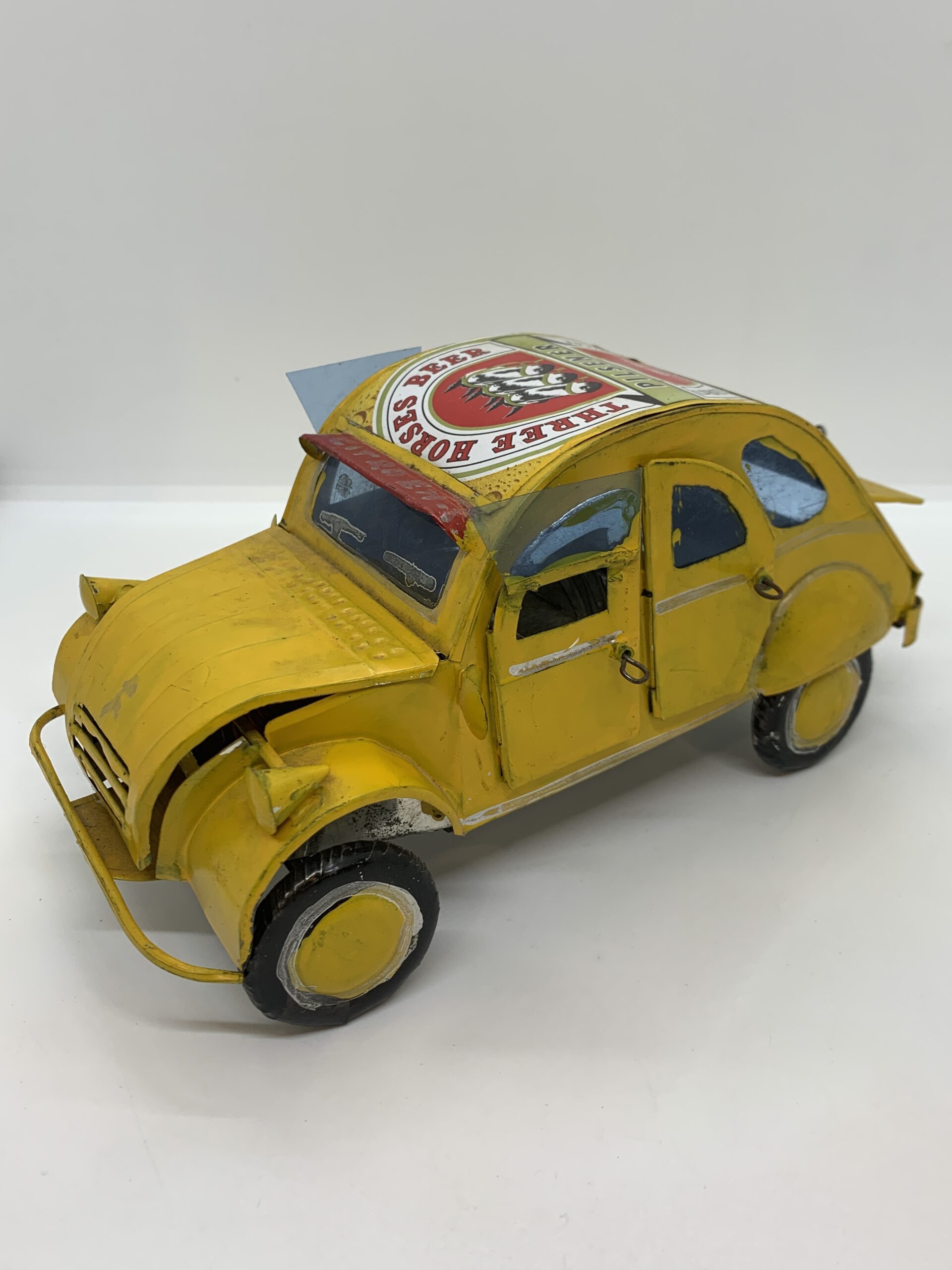 Citroen CV2 Beer Can Car - Three Horses Beer - 10cm - Vintage Keepsakes