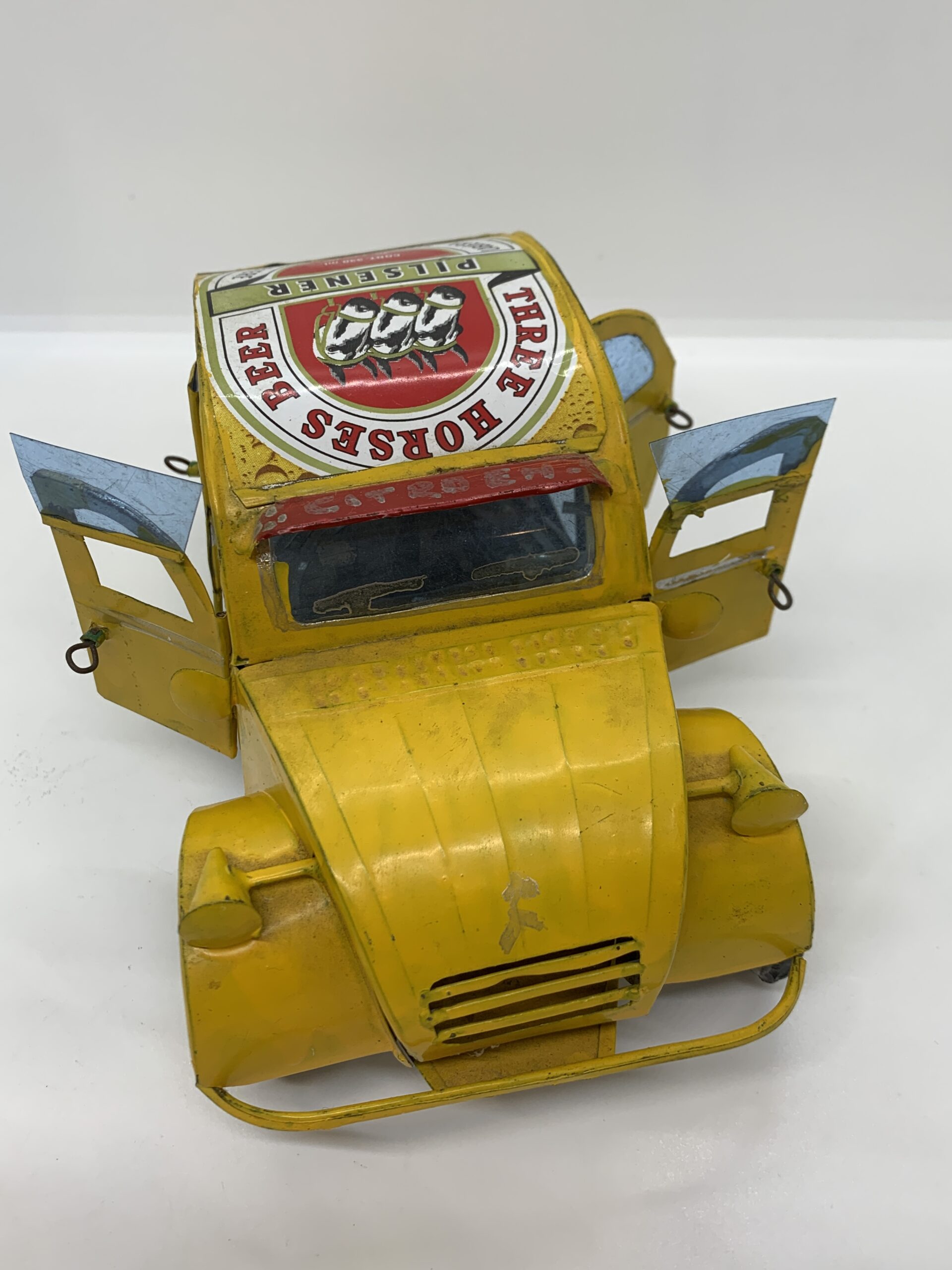 Citroen CV2 Beer Can Car - Three Horses Beer - 10cm - Vintage Keepsakes
