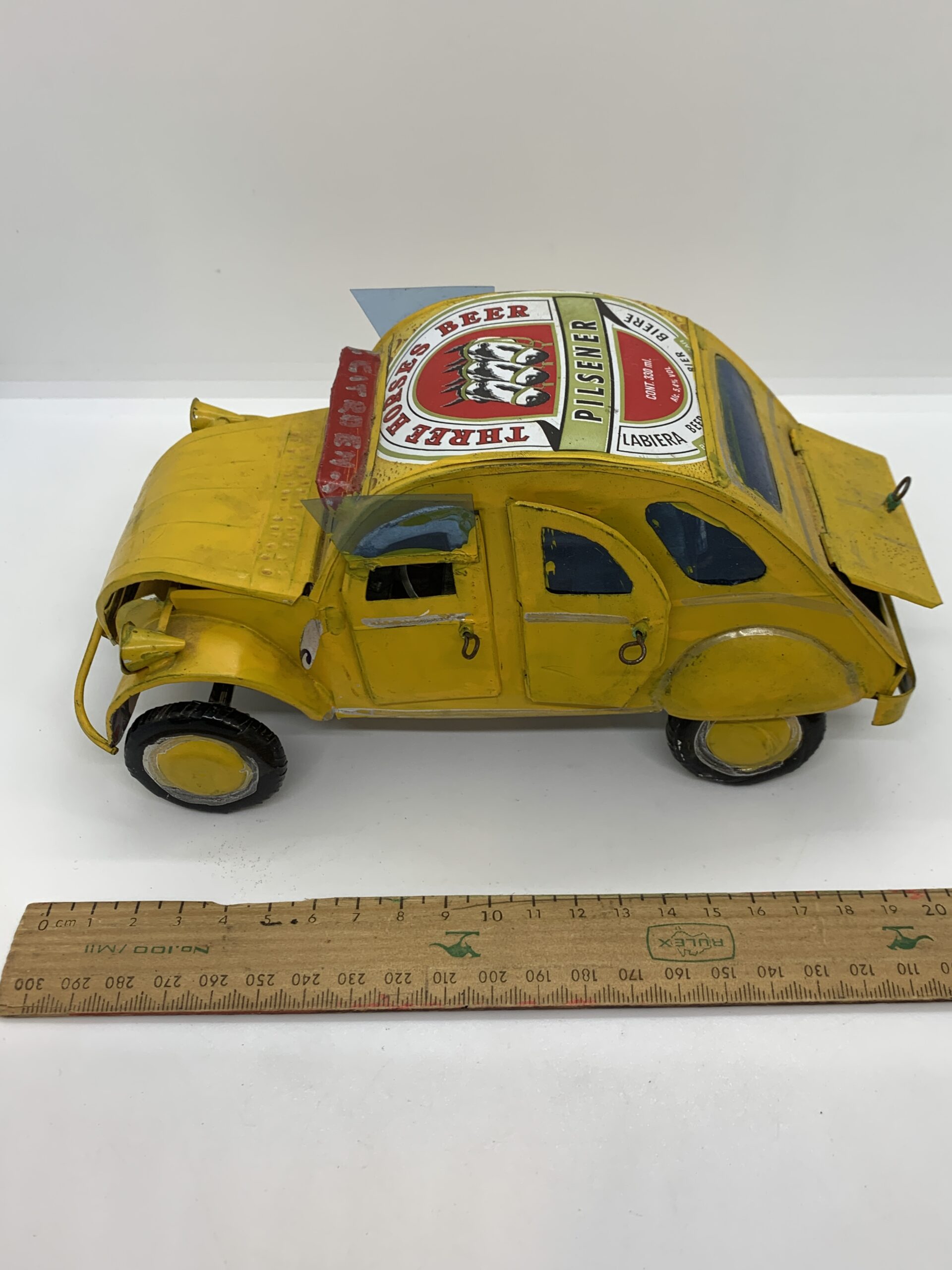 Citroen CV2 Beer Can Car - Three Horses Beer - 10cm - Vintage Keepsakes