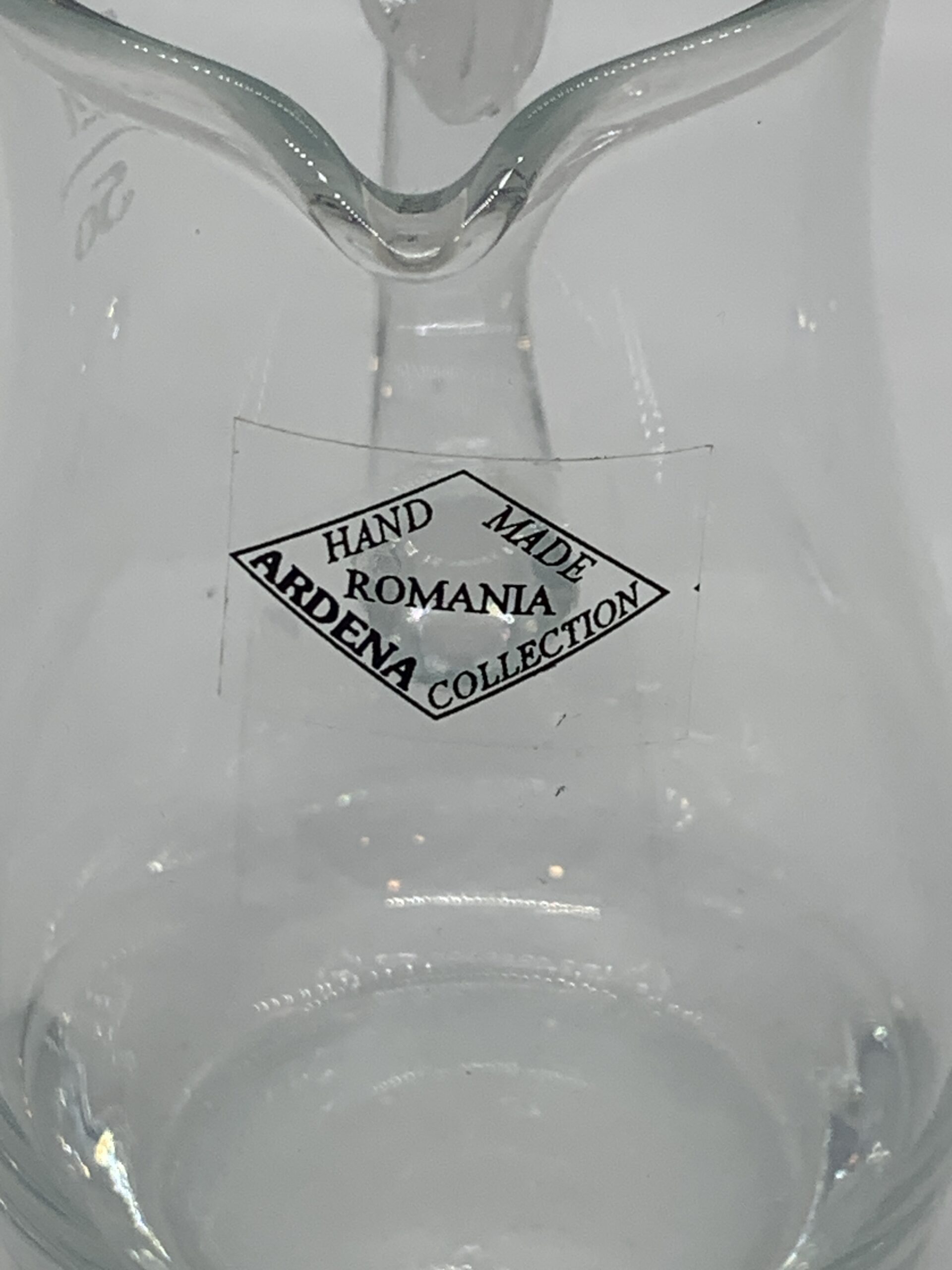 Romania Ardena Hand Made Clear Glass Jug 10cm - Vintage Keepsakes
