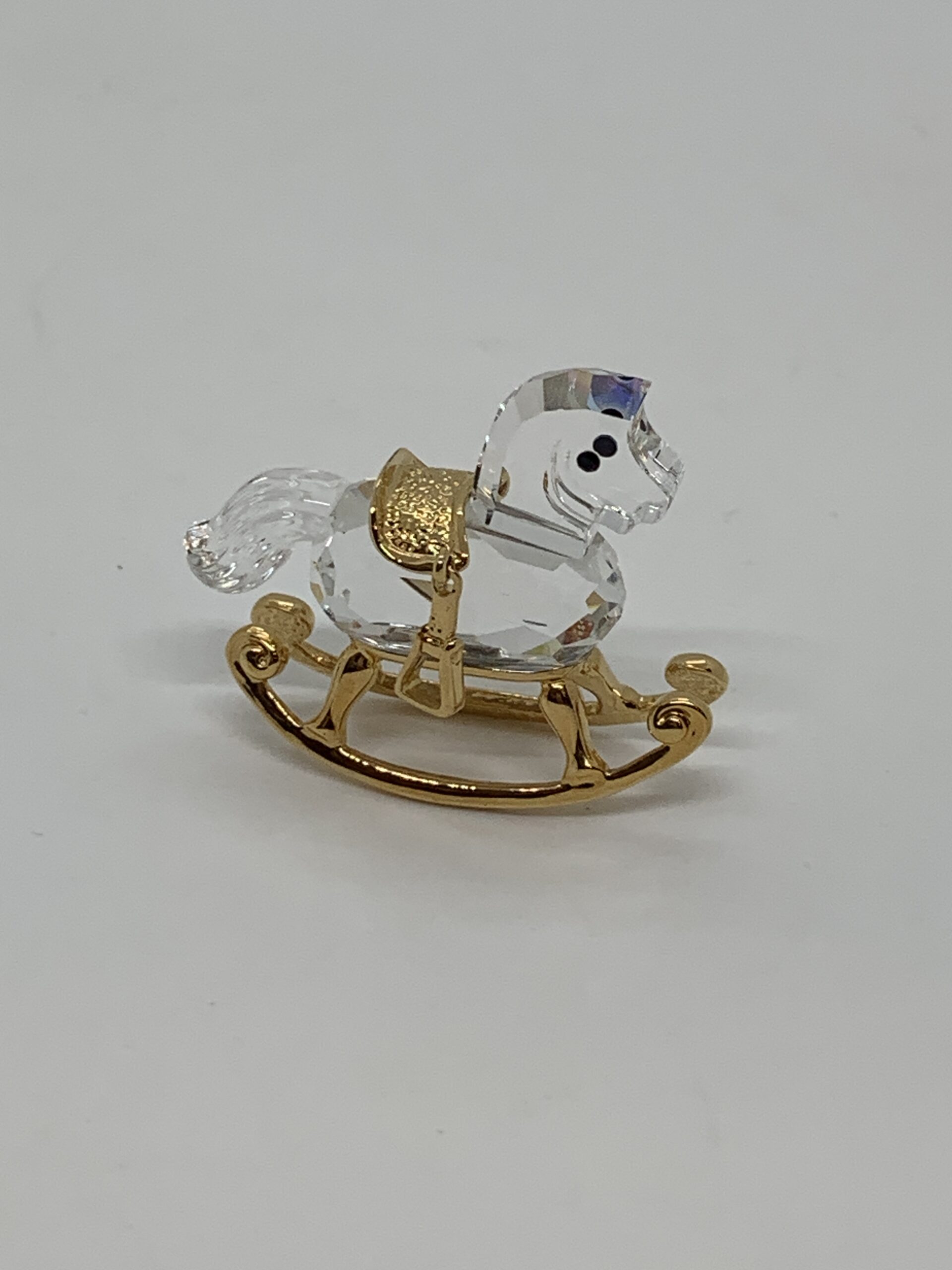 Swarovski Rocking Horse with Gold Trim 3.5cm - Vintage Keepsakes