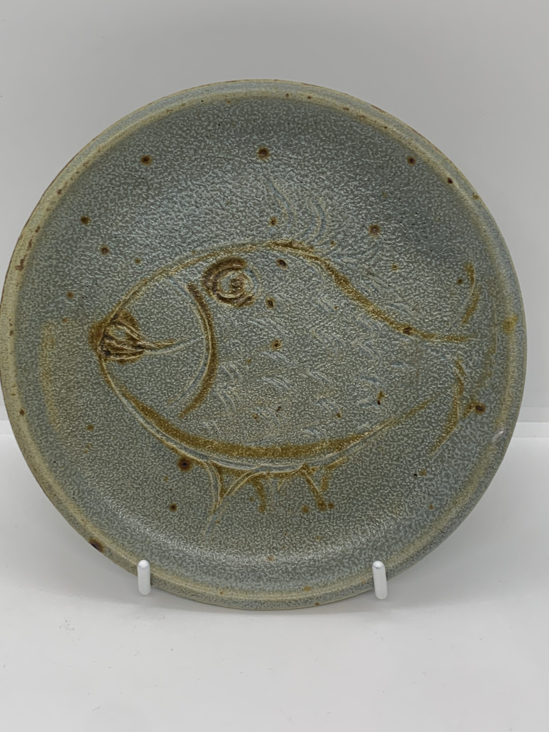 Studio Pottery Plate Incised Fish Pattern 17cm (stamped) Ingeborg ...