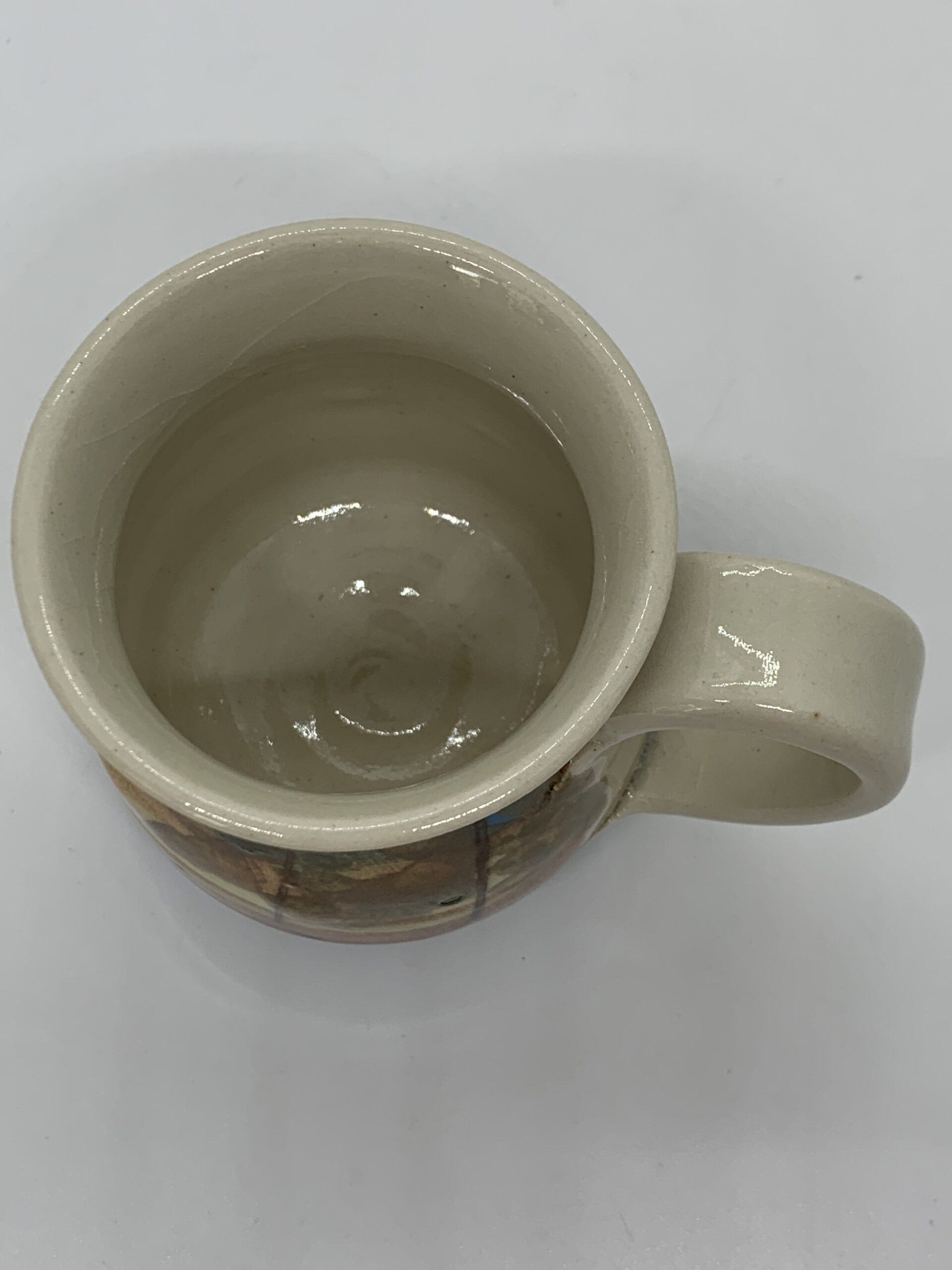 Studio Pottery Mug with Country Scene marked Laura - Vintage Keepsakes