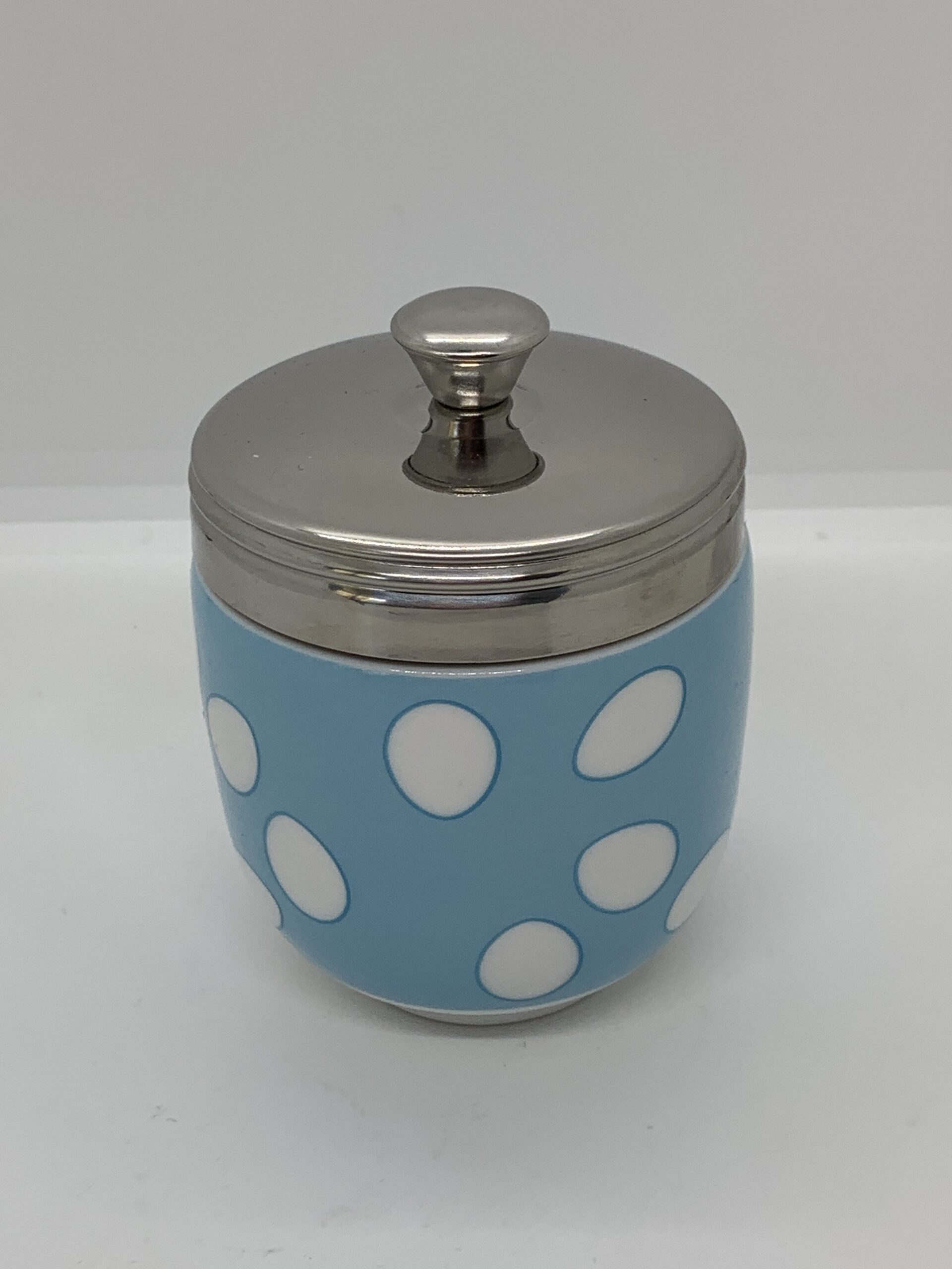 Blue Spotty Egg Coddler in Box - Vintage Keepsakes