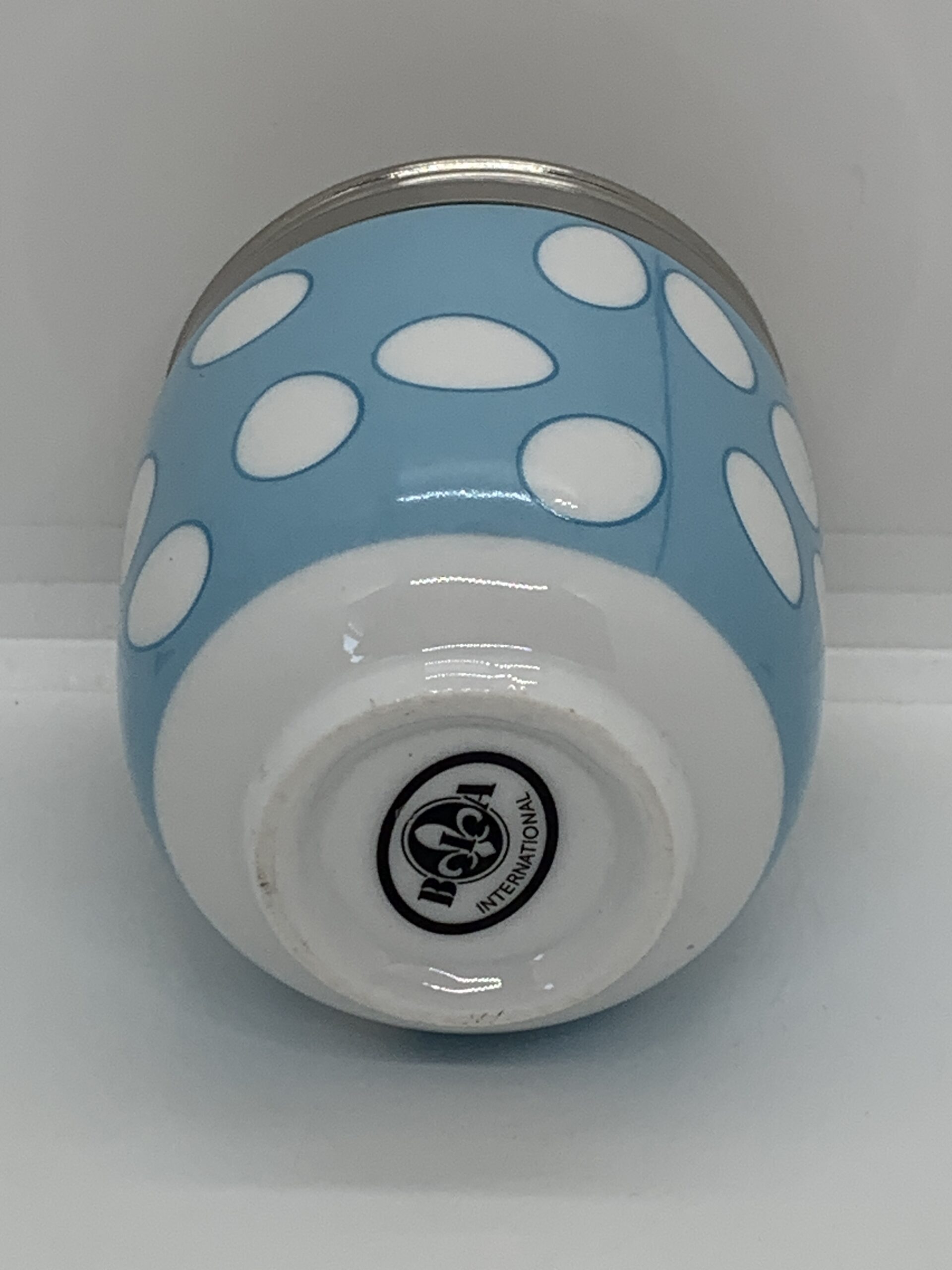 Blue Spotty Egg Coddler in Box - Vintage Keepsakes