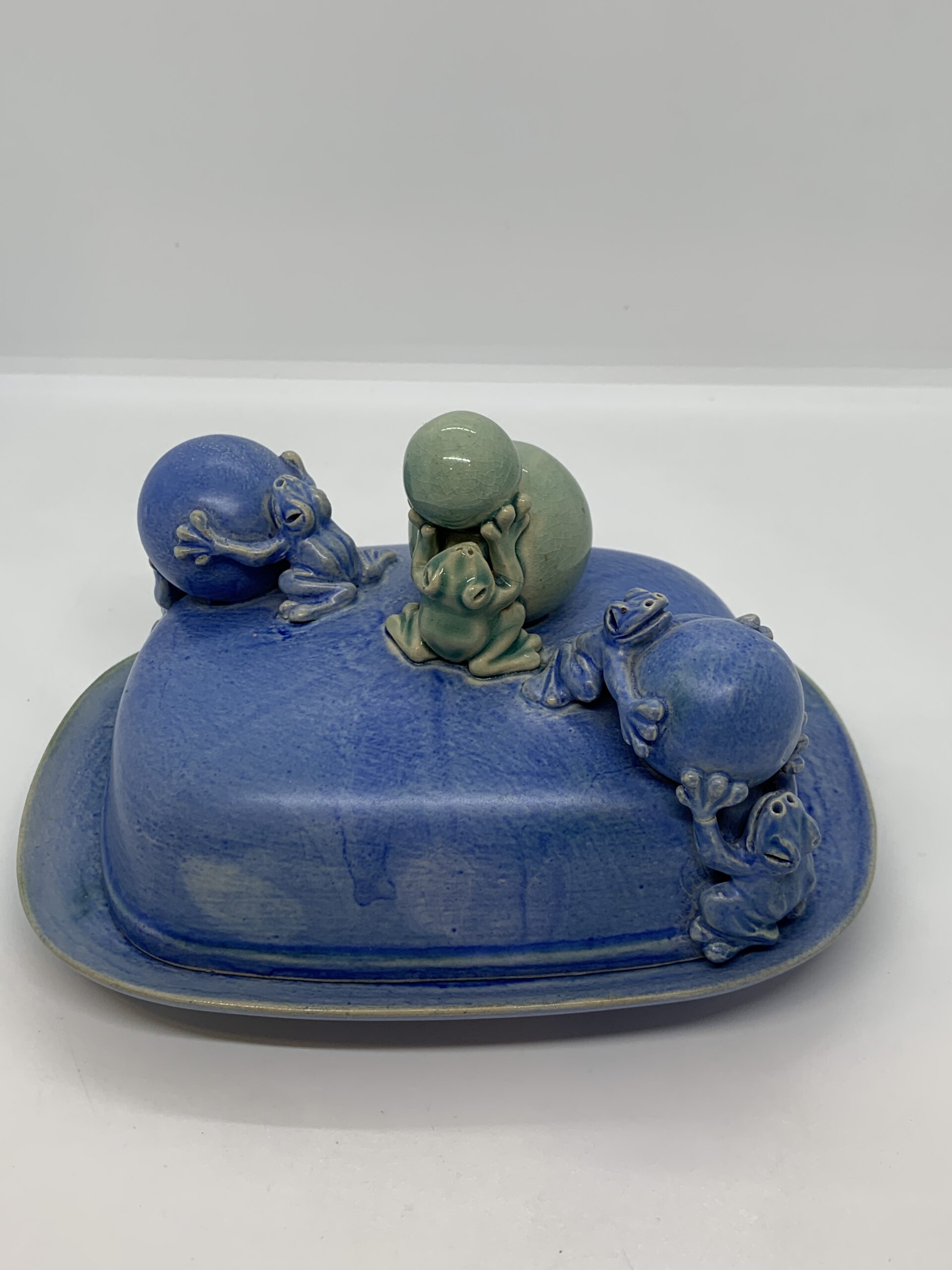 Unusual Frog Themed Pottery Lidded Cheese Dish 18cm long - Vintage ...