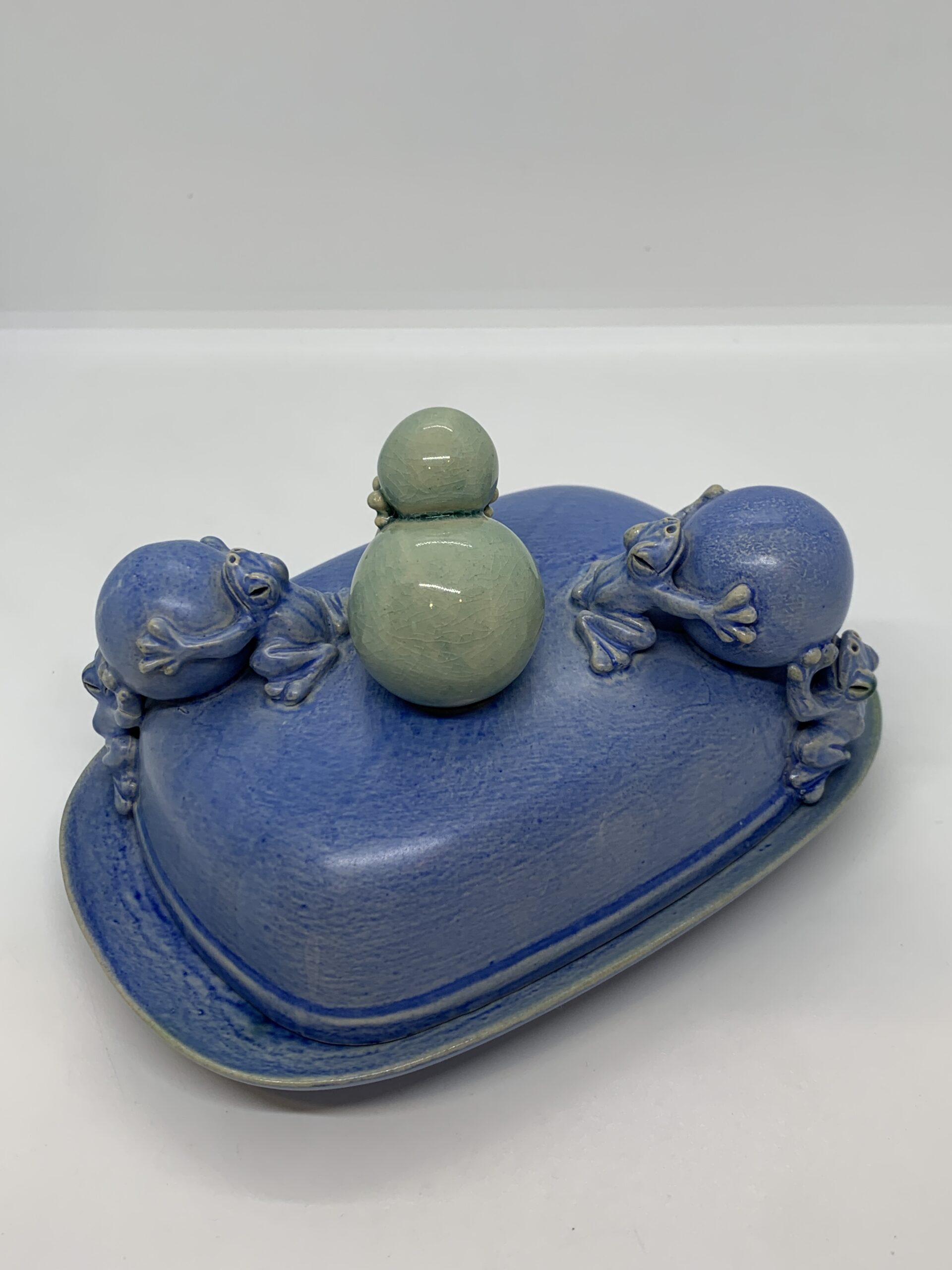 Unusual Frog Themed Pottery Lidded Cheese Dish 18cm long - Vintage ...
