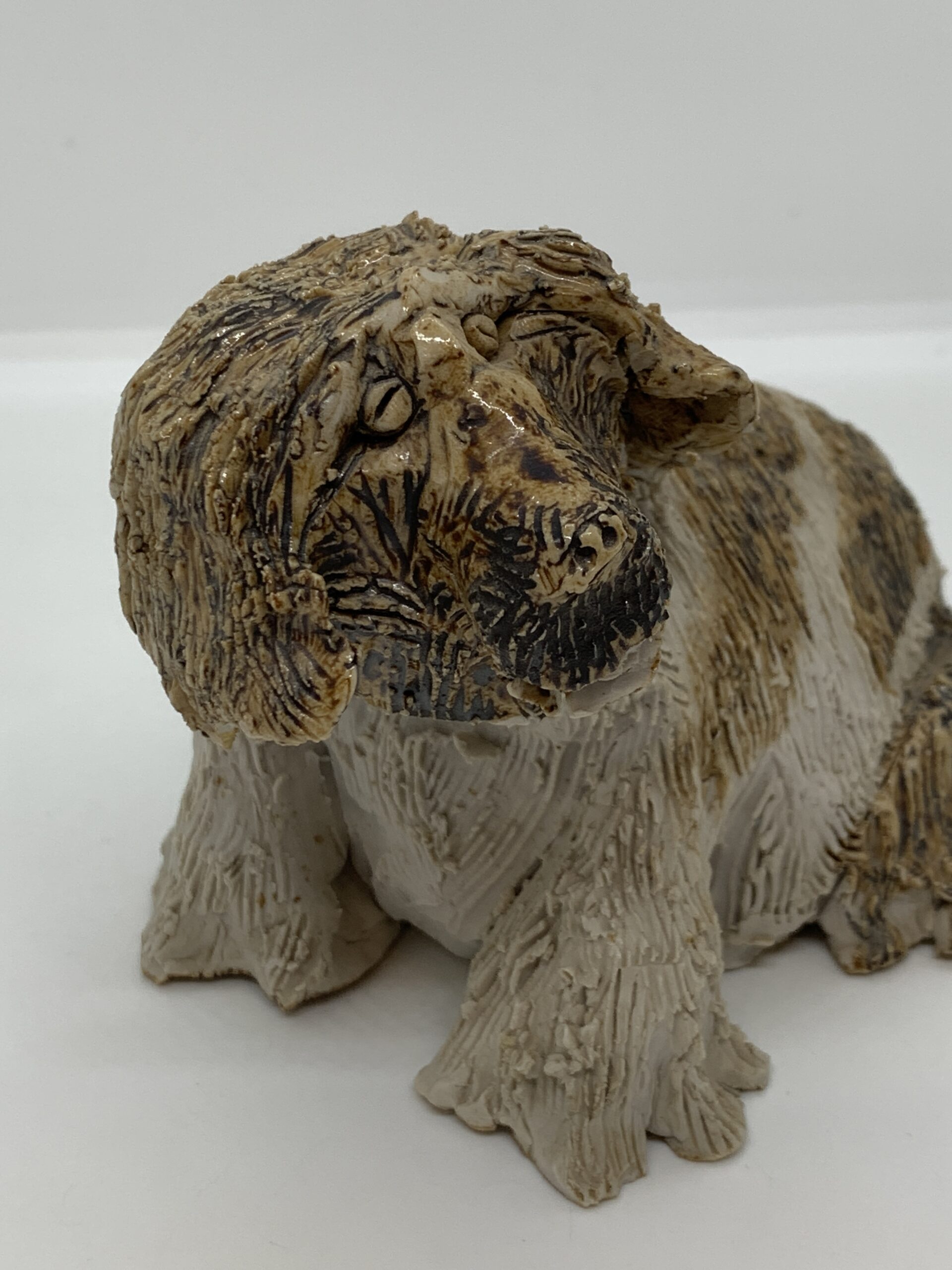 Rustic Pottery Shaggy Dog Money Box 14cm long - Vintage Keepsakes