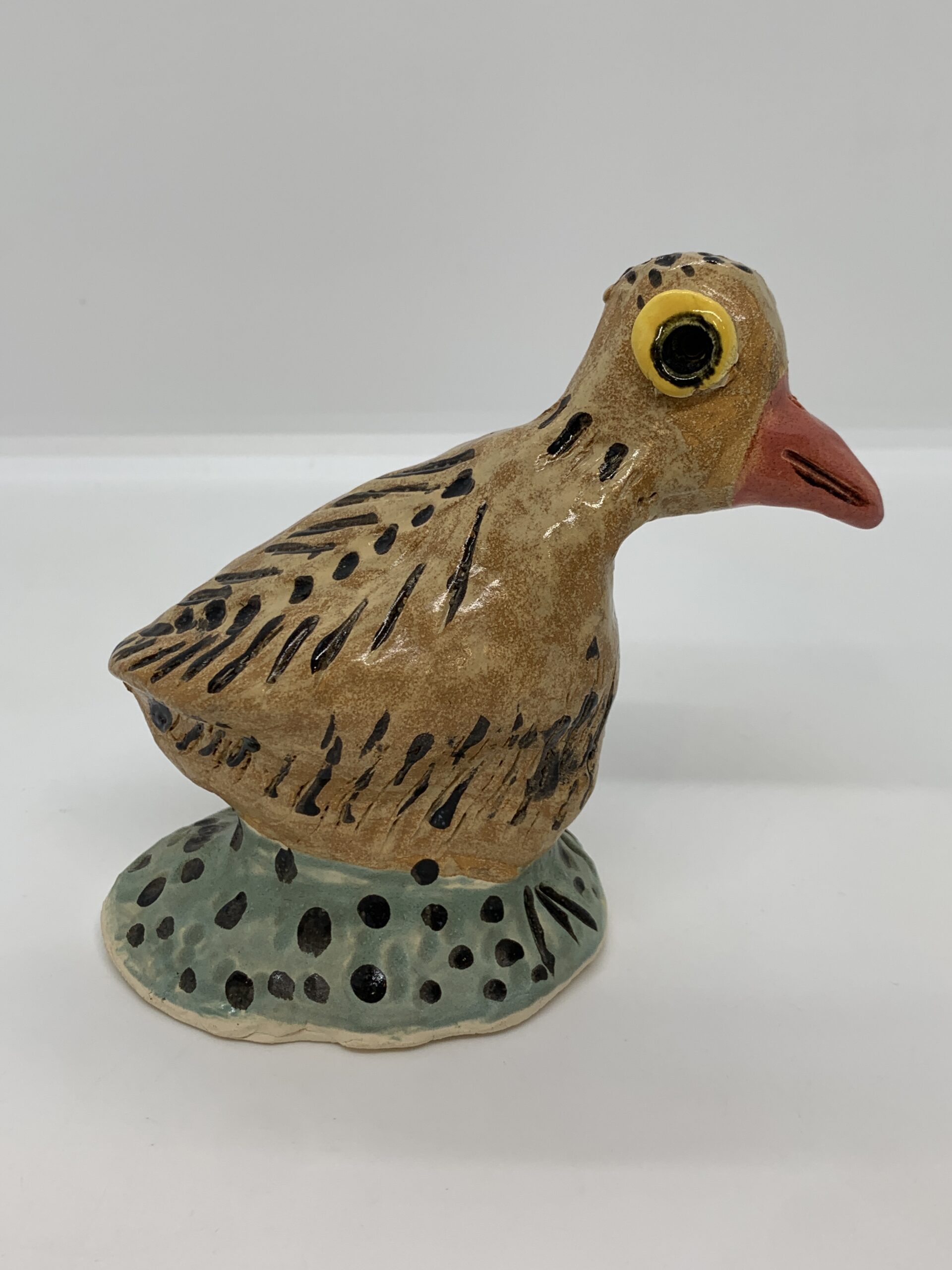 Hand Painted Pottery Bird 12cm high - Vintage Keepsakes
