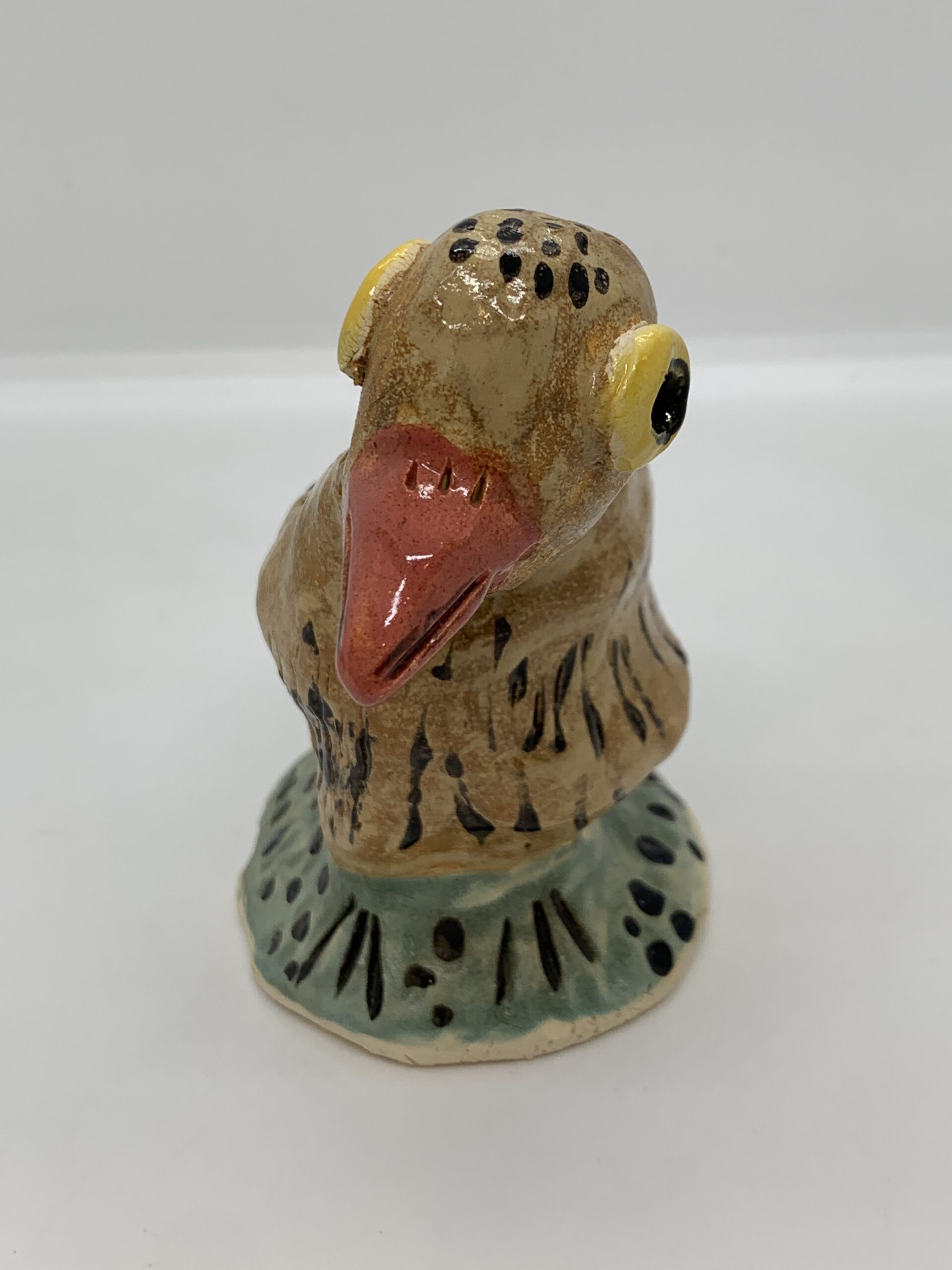 Hand Painted Pottery Bird 12cm high - Vintage Keepsakes