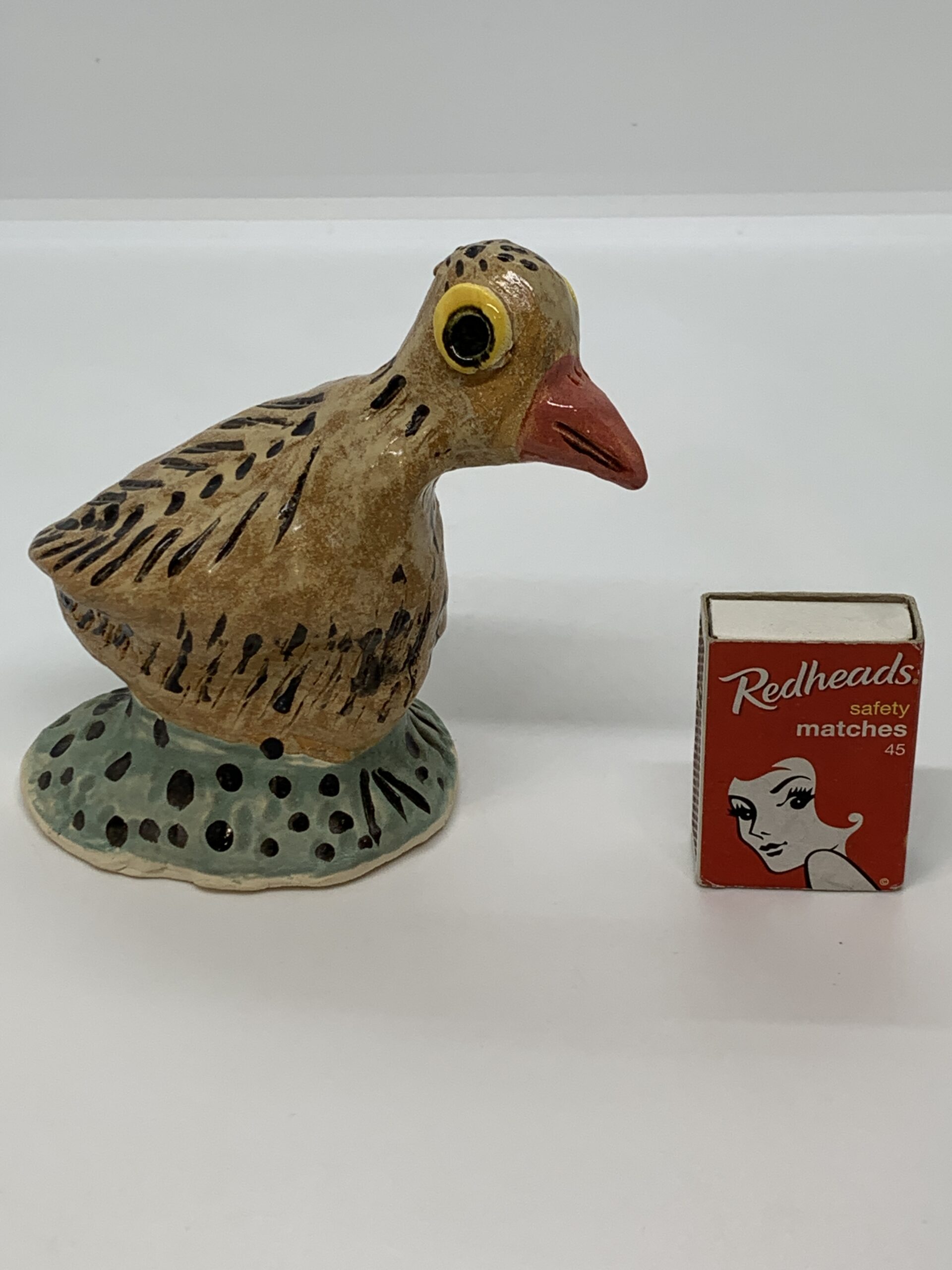 Hand Painted Pottery Bird 12cm high - Vintage Keepsakes