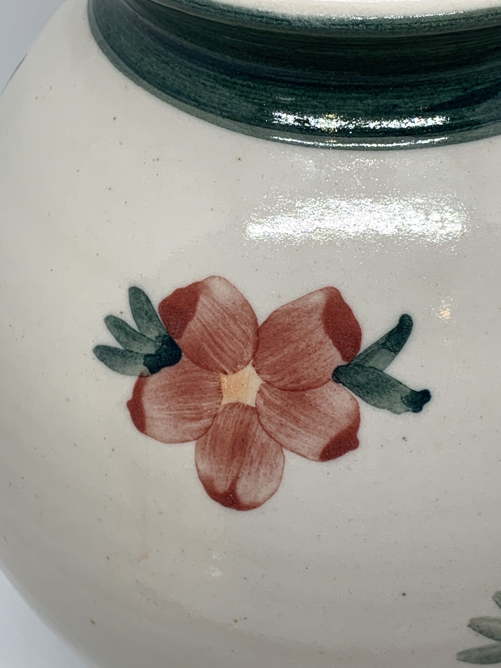 Studio Pottery Vase with Pink Flowers Design marked MFC (Maria Froia ...