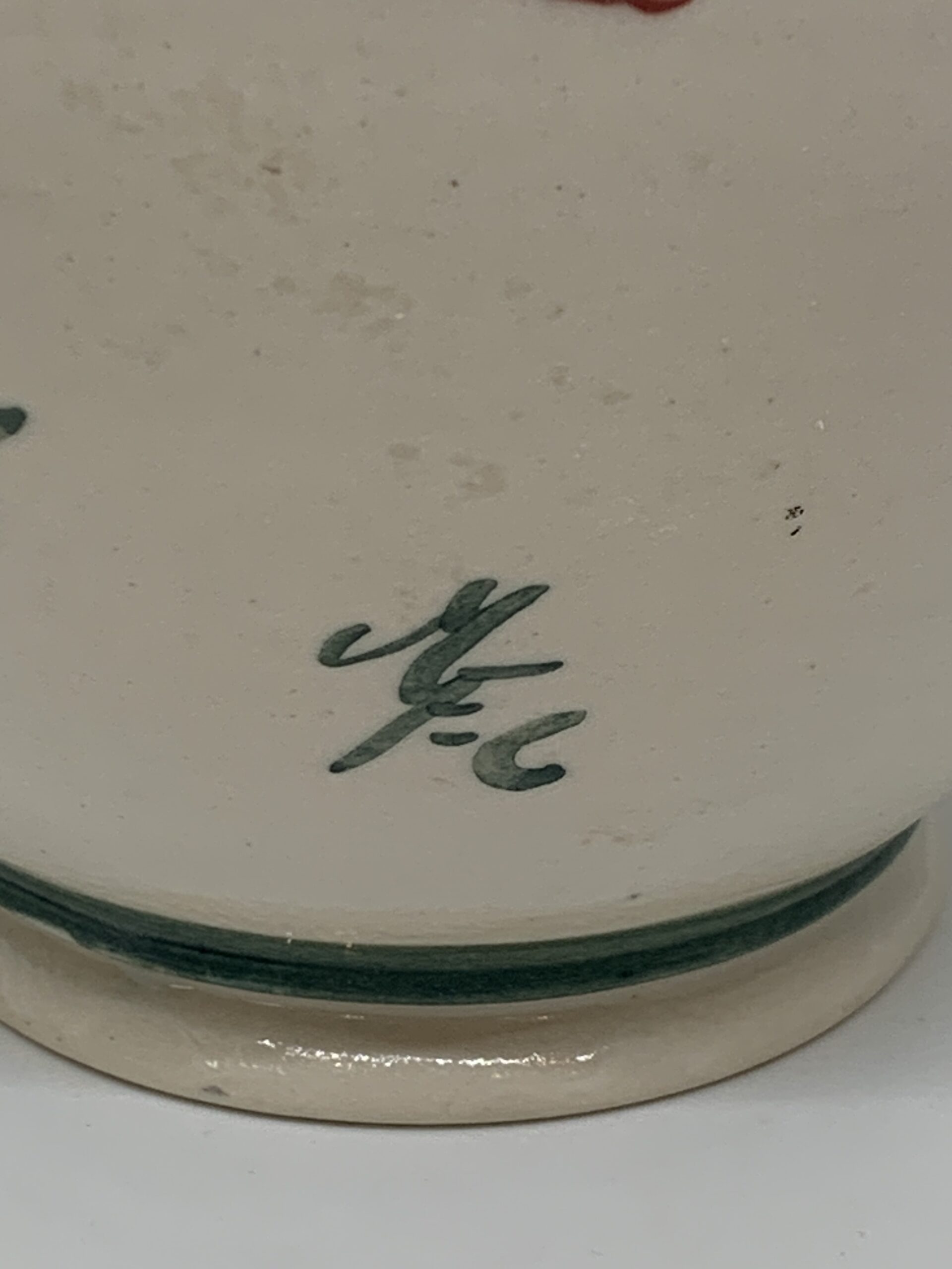 Studio Pottery Vase with Pink Flowers Design marked MFC (Maria Froia ...