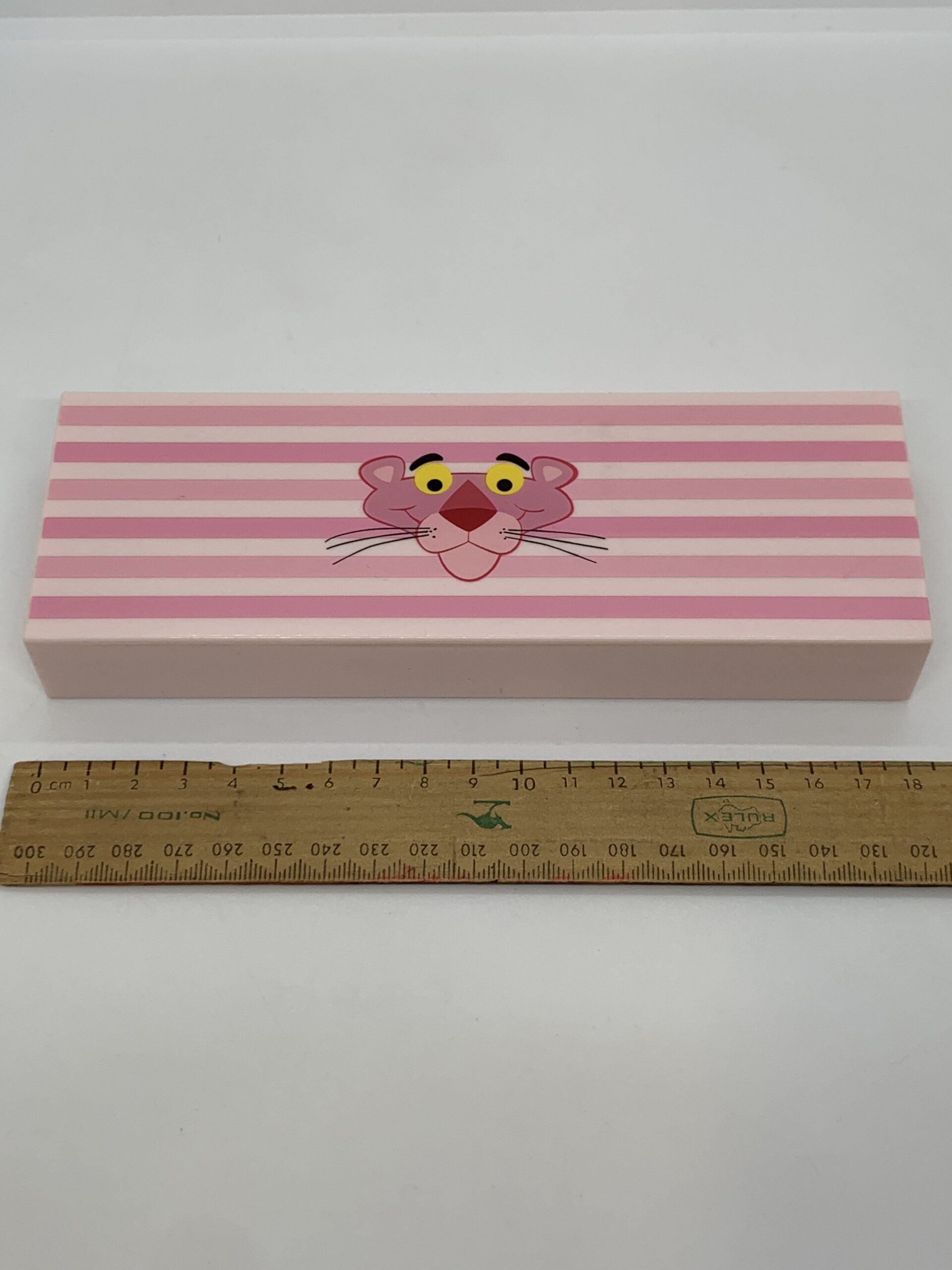 2017 Pink Panther Plastic Slide Out Pencil Case - Vintage Keepsakes