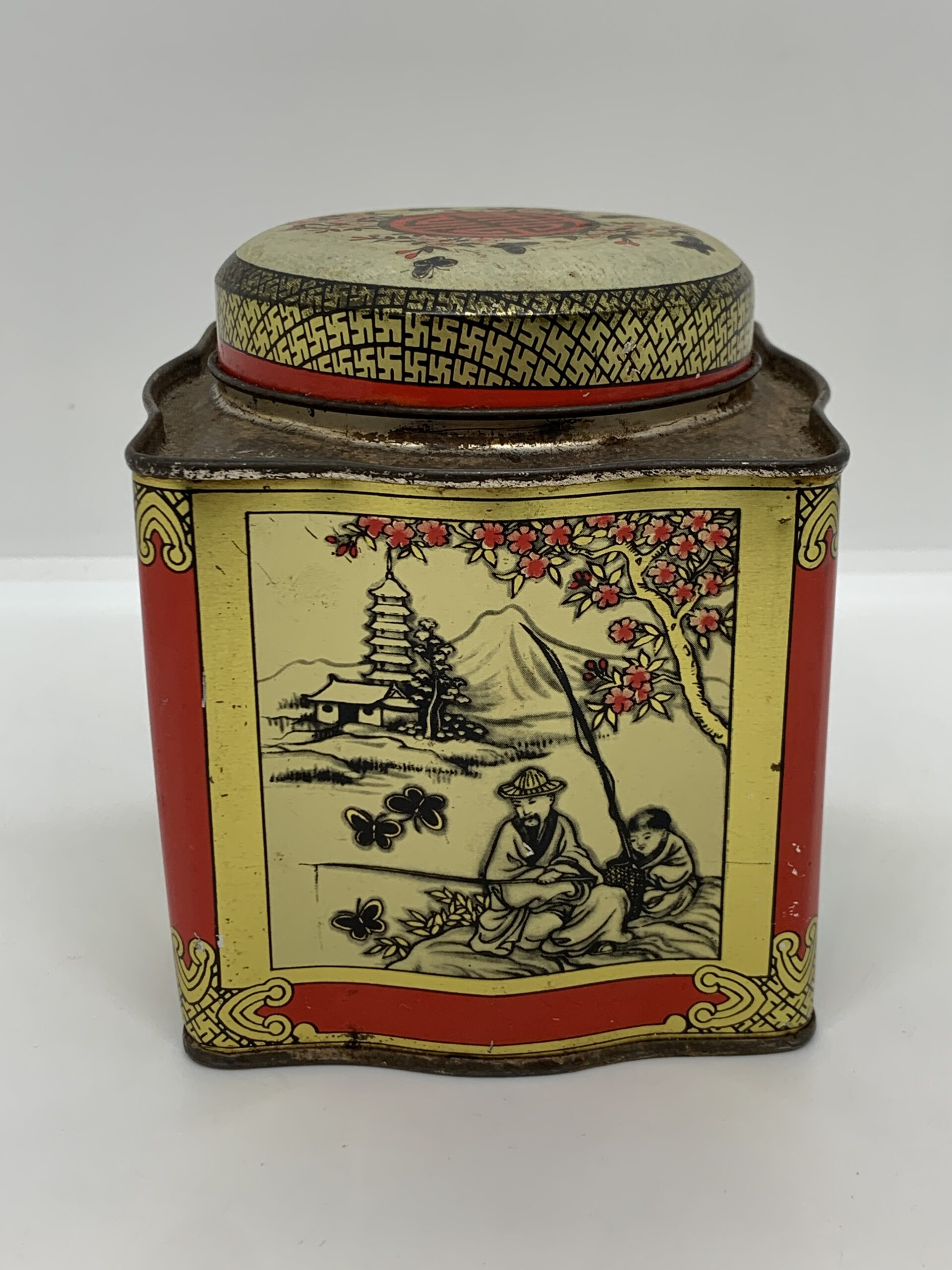 Vintage Square Japanese Metal Tea Caddy (Choicest Tikuanyin Tea) 11.5cm ...