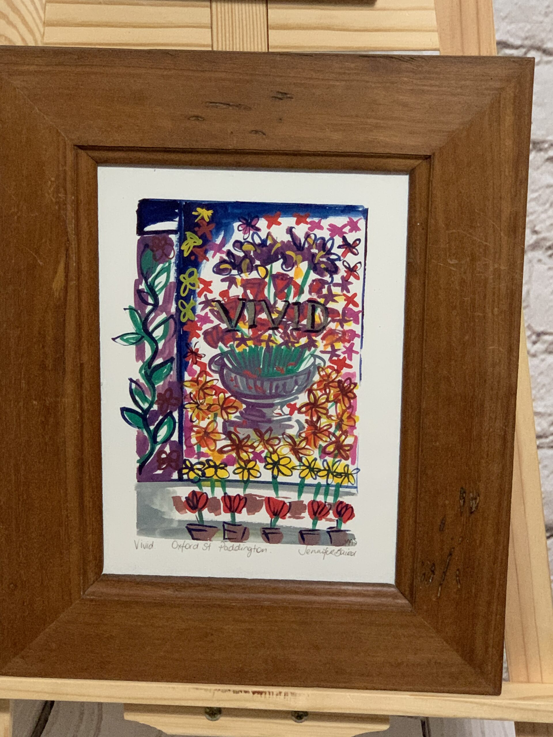 Jennifer Baird Original 1995 Painting - Vivid - 43x35cm - Vintage Keepsakes