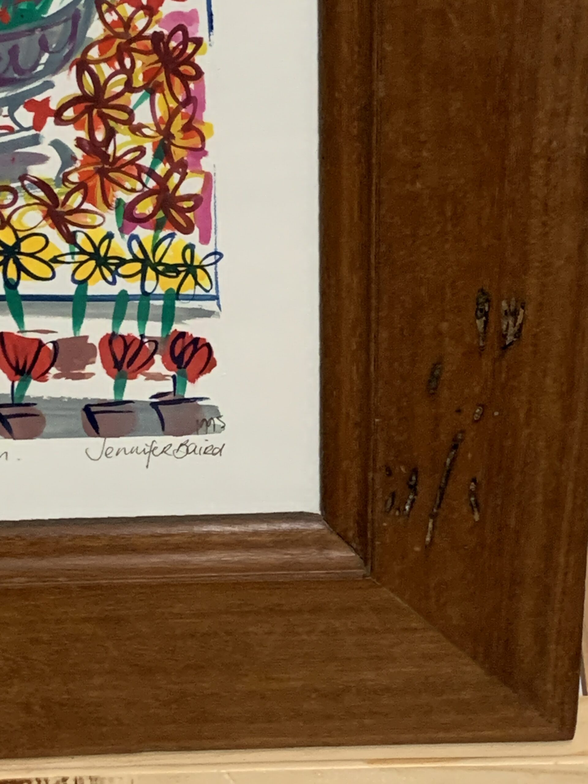 Jennifer Baird Original 1995 Painting - Vivid - 43x35cm - Vintage Keepsakes