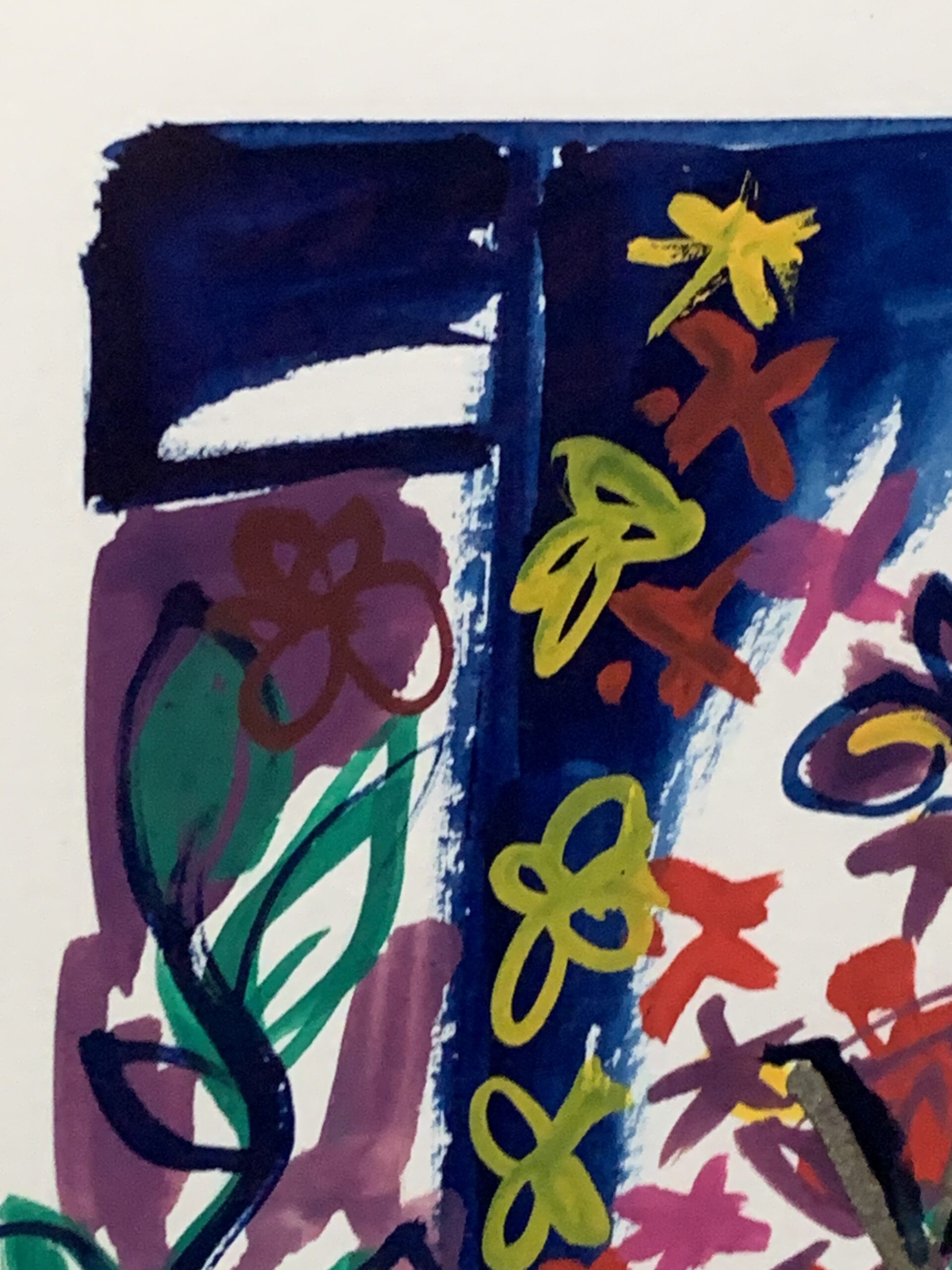 Jennifer Baird Original 1995 Painting - Vivid - 43x35cm - Vintage Keepsakes