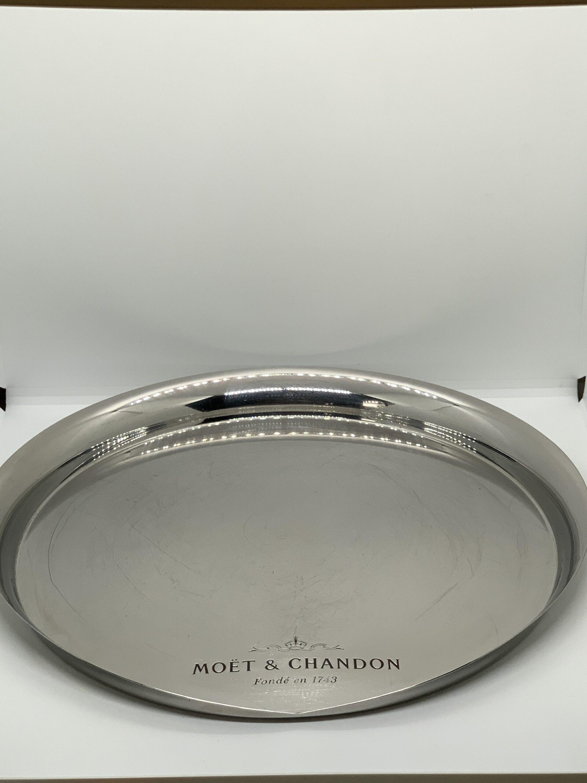 Vintage Moet and Chandon Round Champagne Stainless Steel Tray Made in ...