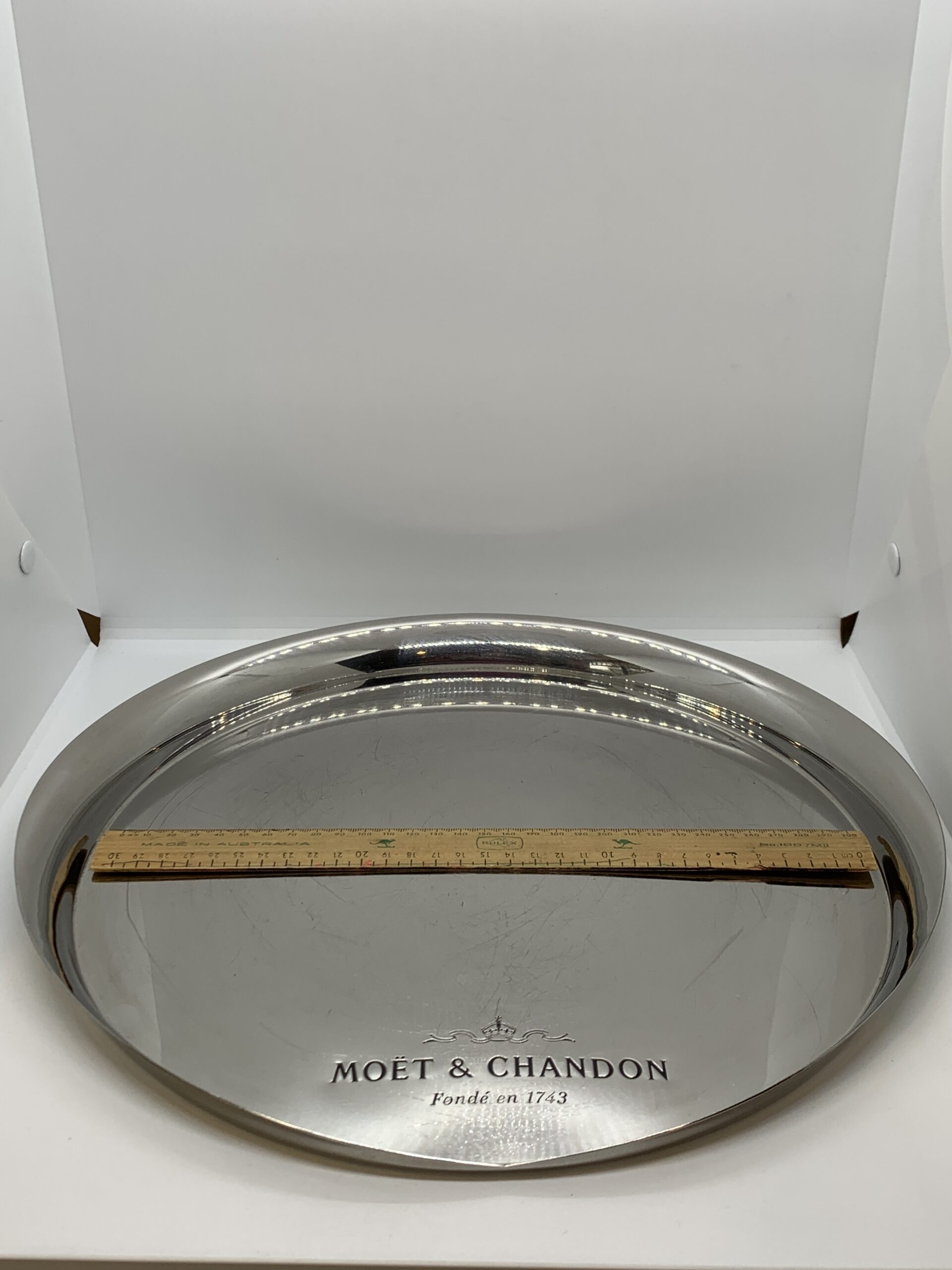 Vintage Moet and Chandon Round Champagne Stainless Steel Tray Made in ...