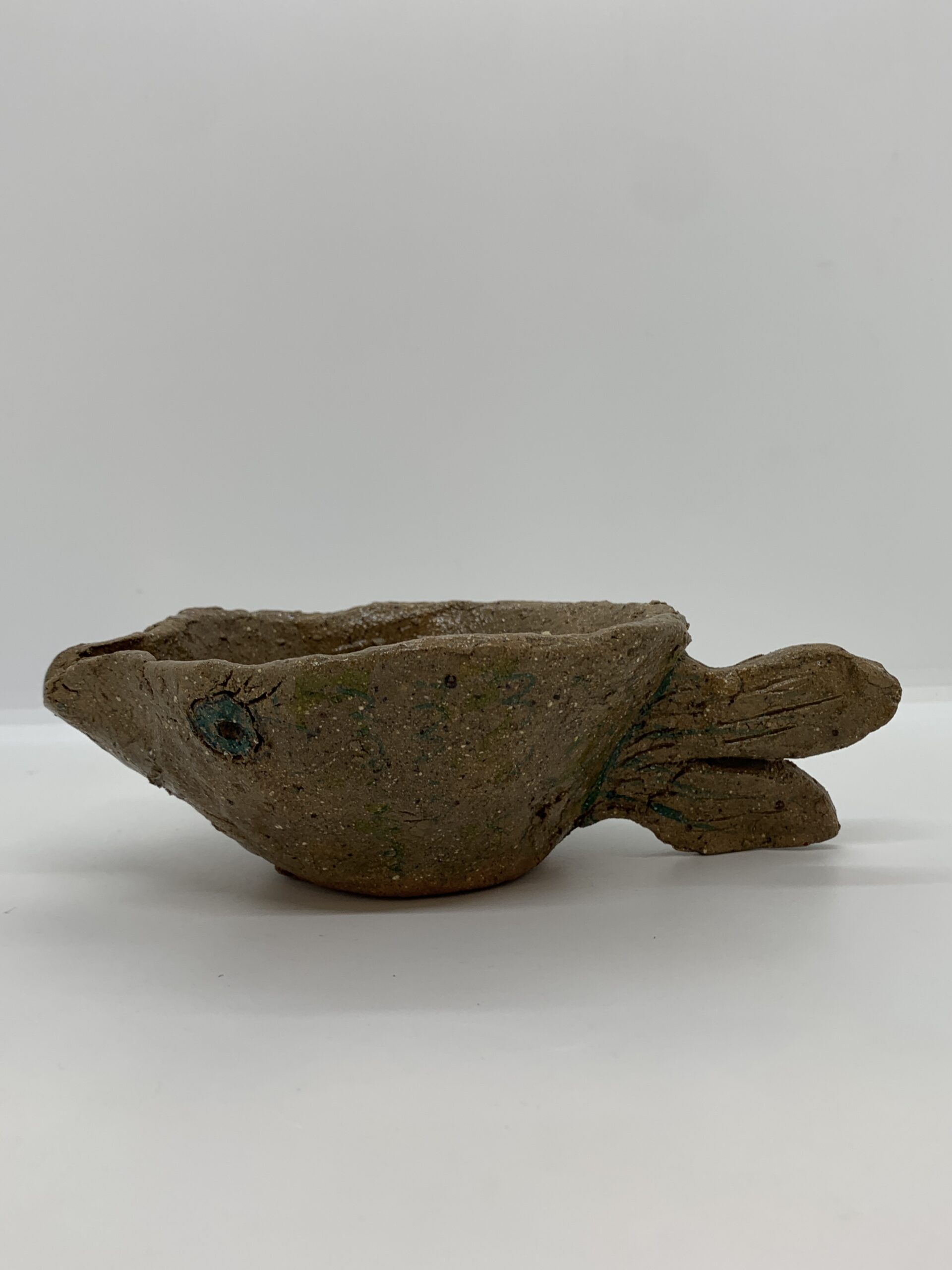 Pottery Hand Built Rustic Fish Bowl 18cm long (marked Yuliya 2022 to ...