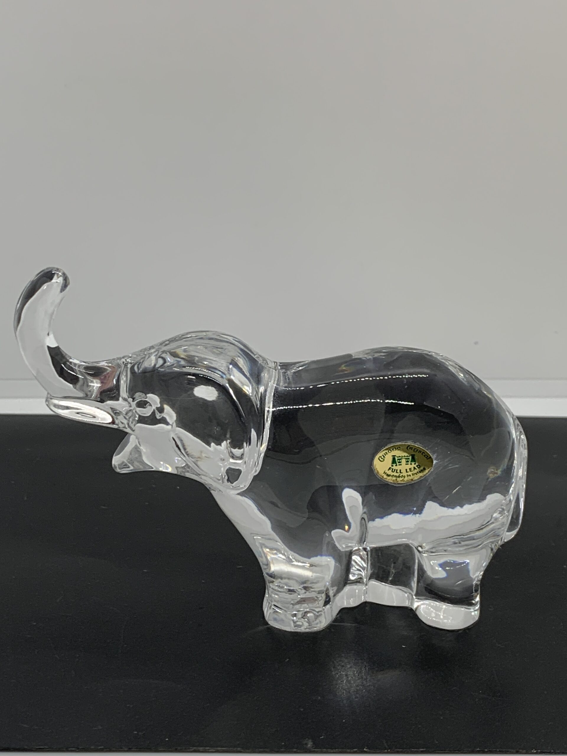 Tyrone Crystal Full Lead Clear Elephant 7cm - Vintage Keepsakes