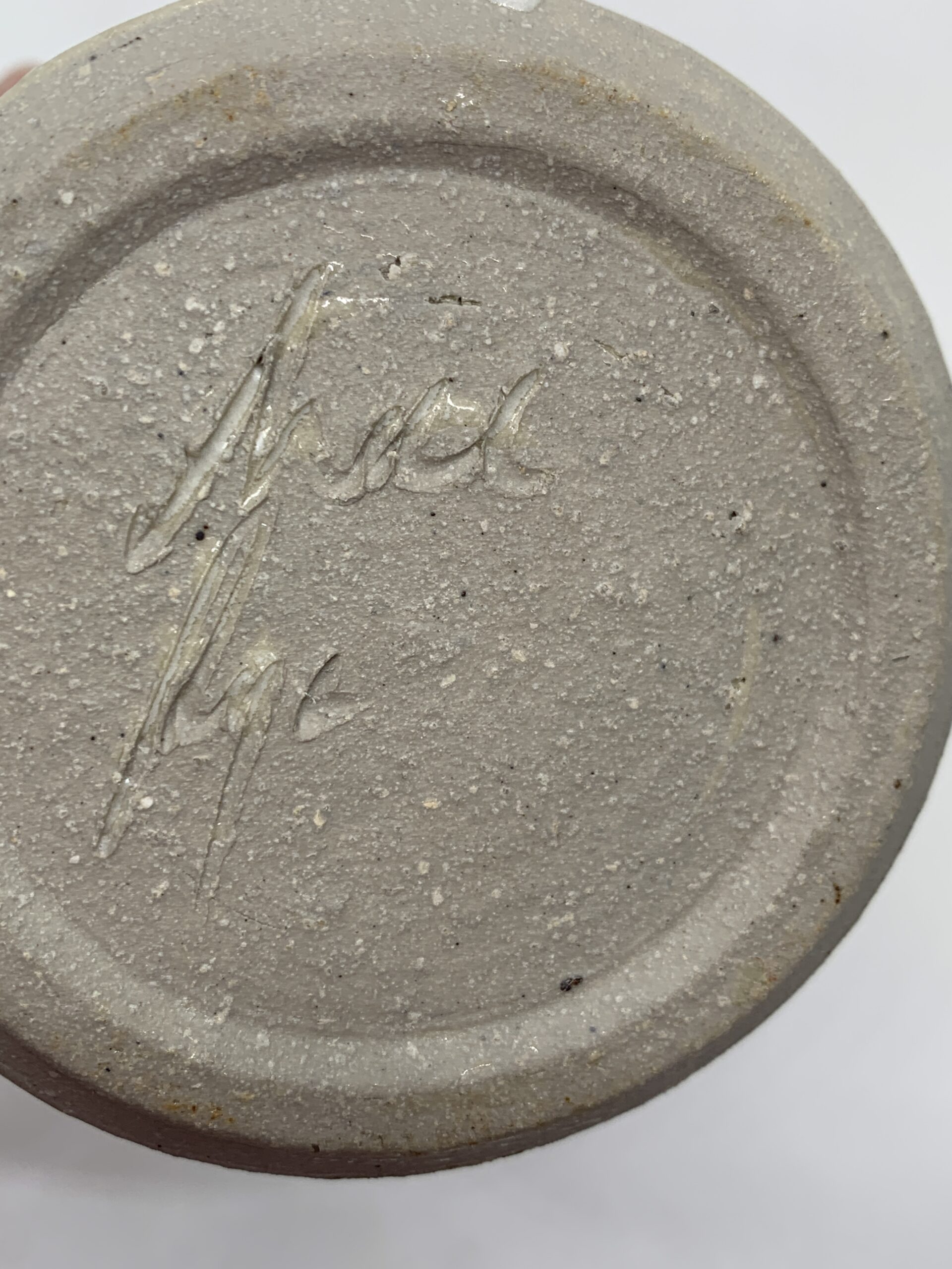 Pottery Vase with Rustic Design incised signature to base 11cm ...