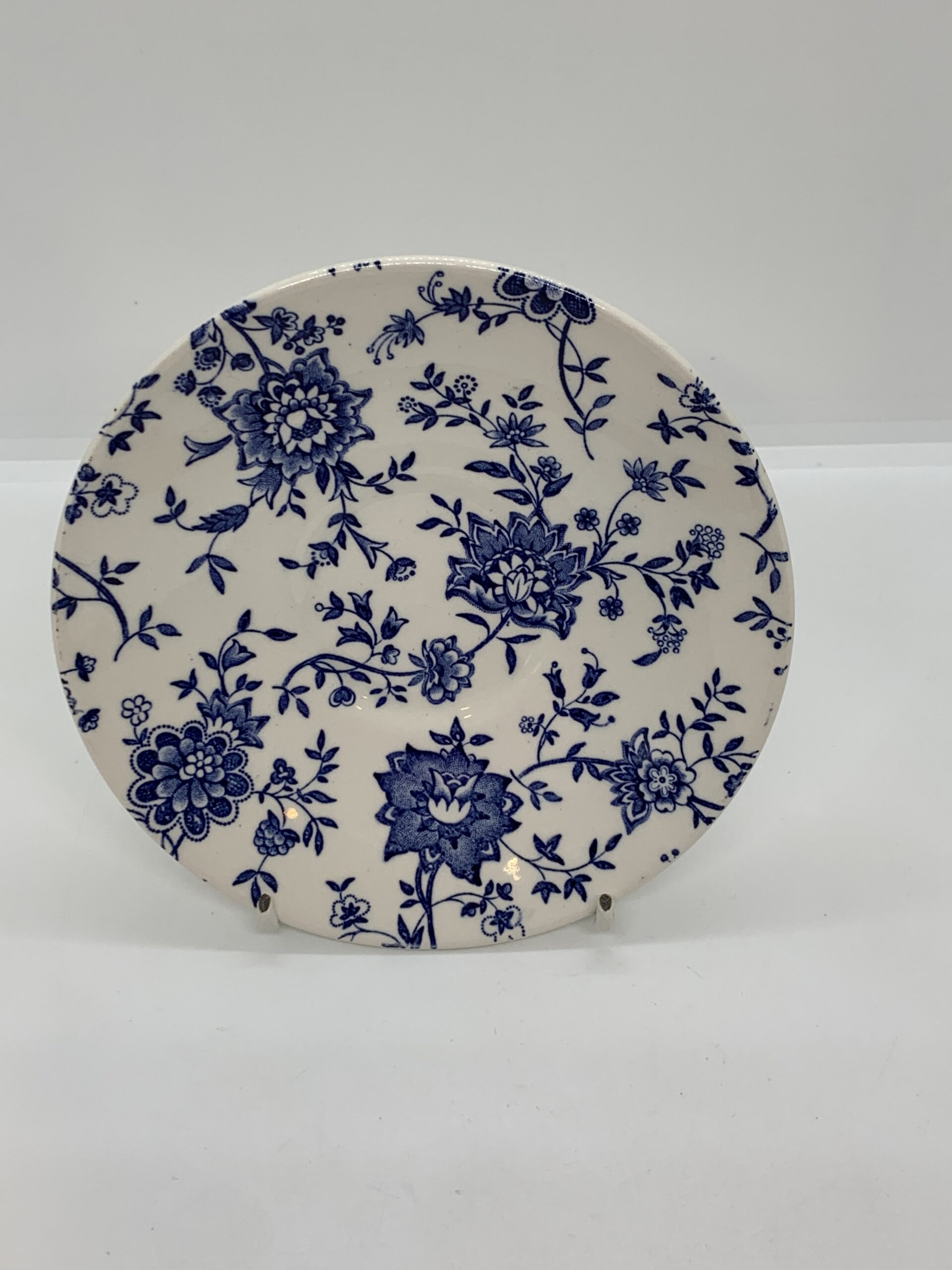 Broadhurst England Blue and White stamped Saucer 14cm - Vintage Keepsakes