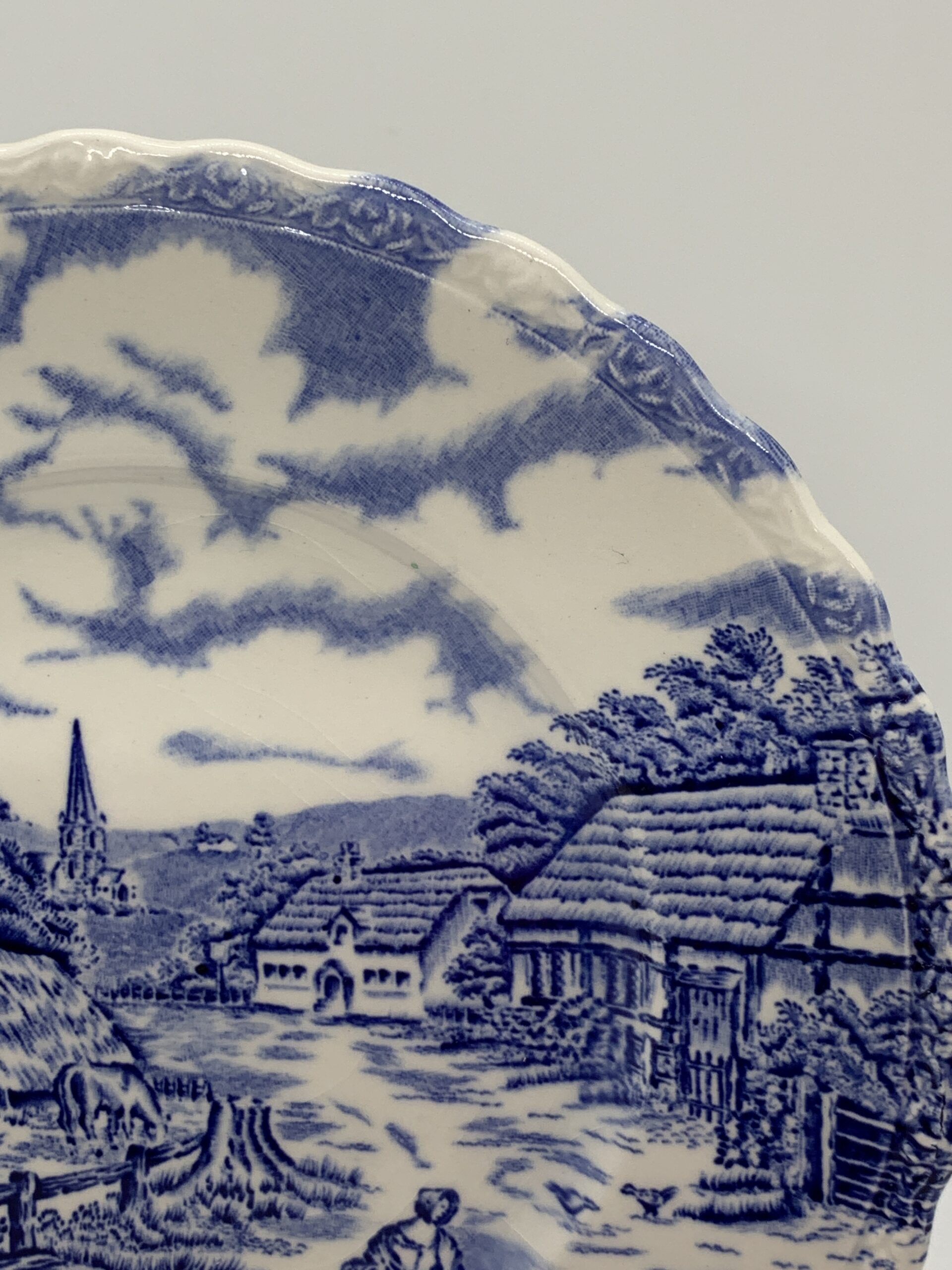 Vintage Myott Rural Scene Blue and White Plate 17.5cm - Vintage Keepsakes