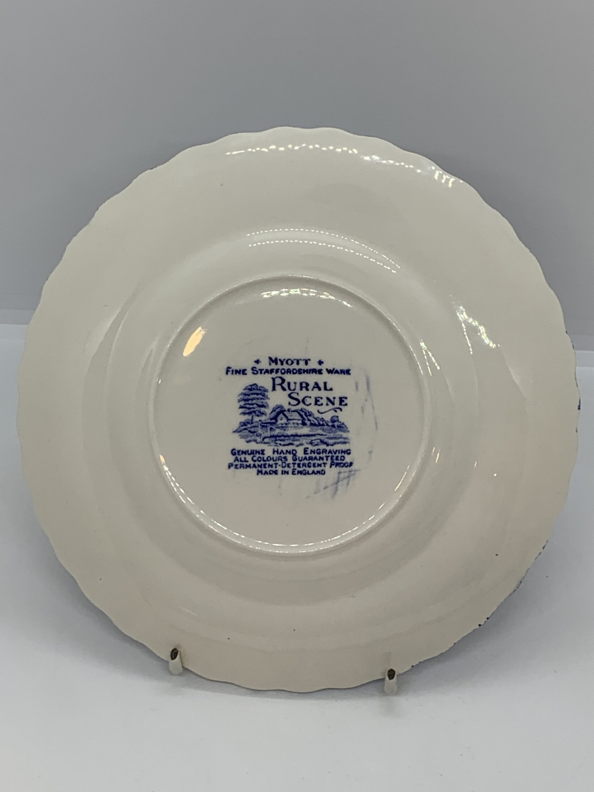 Vintage Myott Rural Scene Blue and White Plate 17.5cm - Vintage Keepsakes