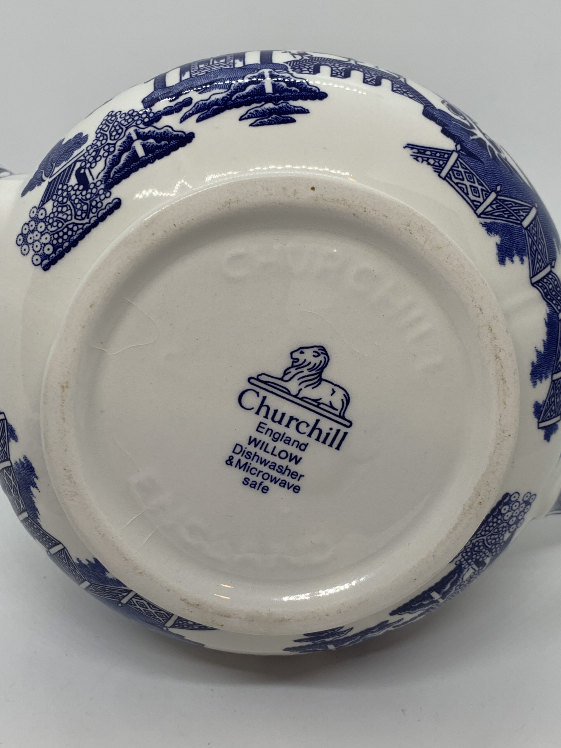 Churchill Willow Pattern Blue and White Teapot - Vintage Keepsakes