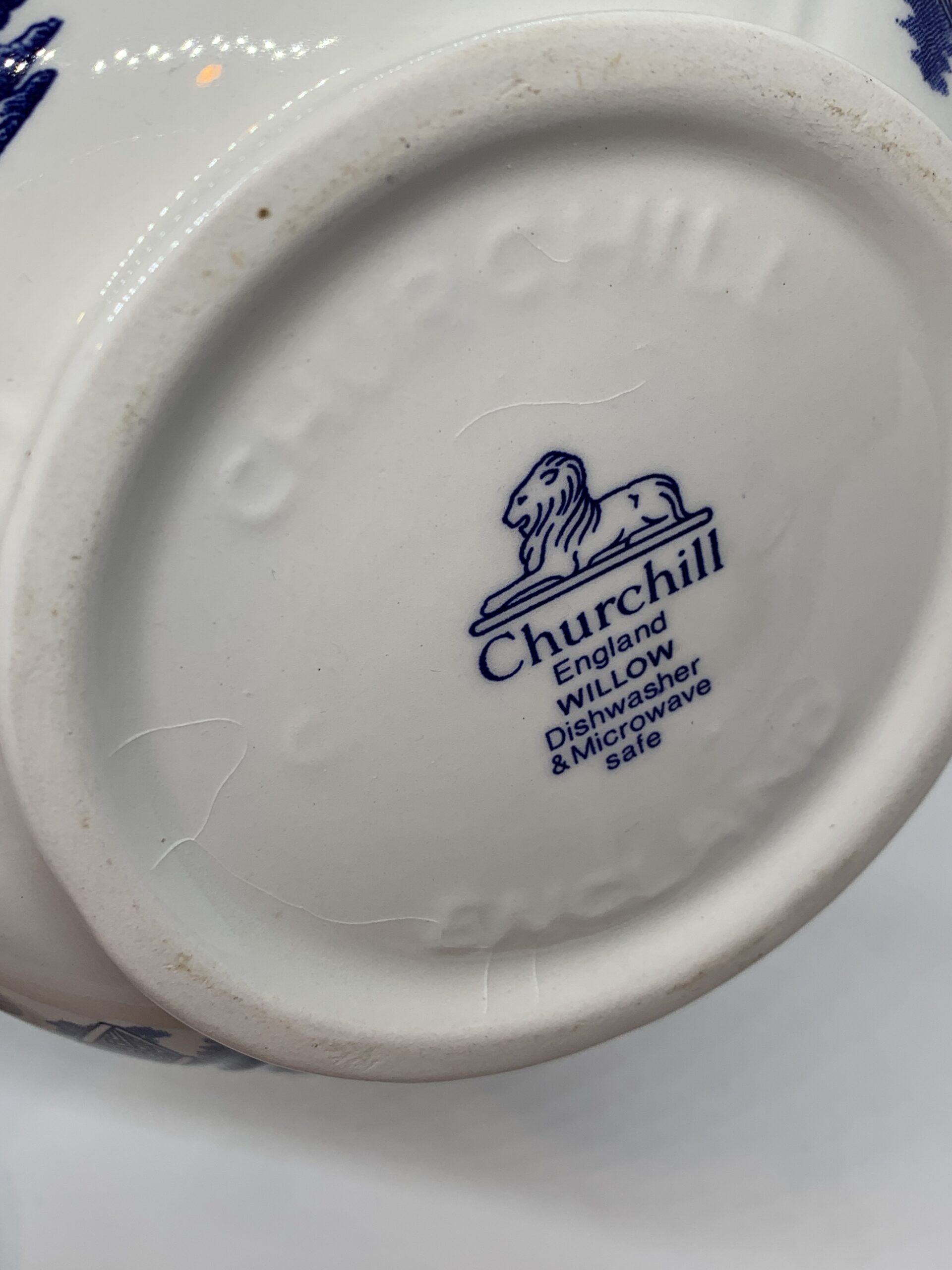 Churchill Willow Pattern Blue and White Teapot - Vintage Keepsakes