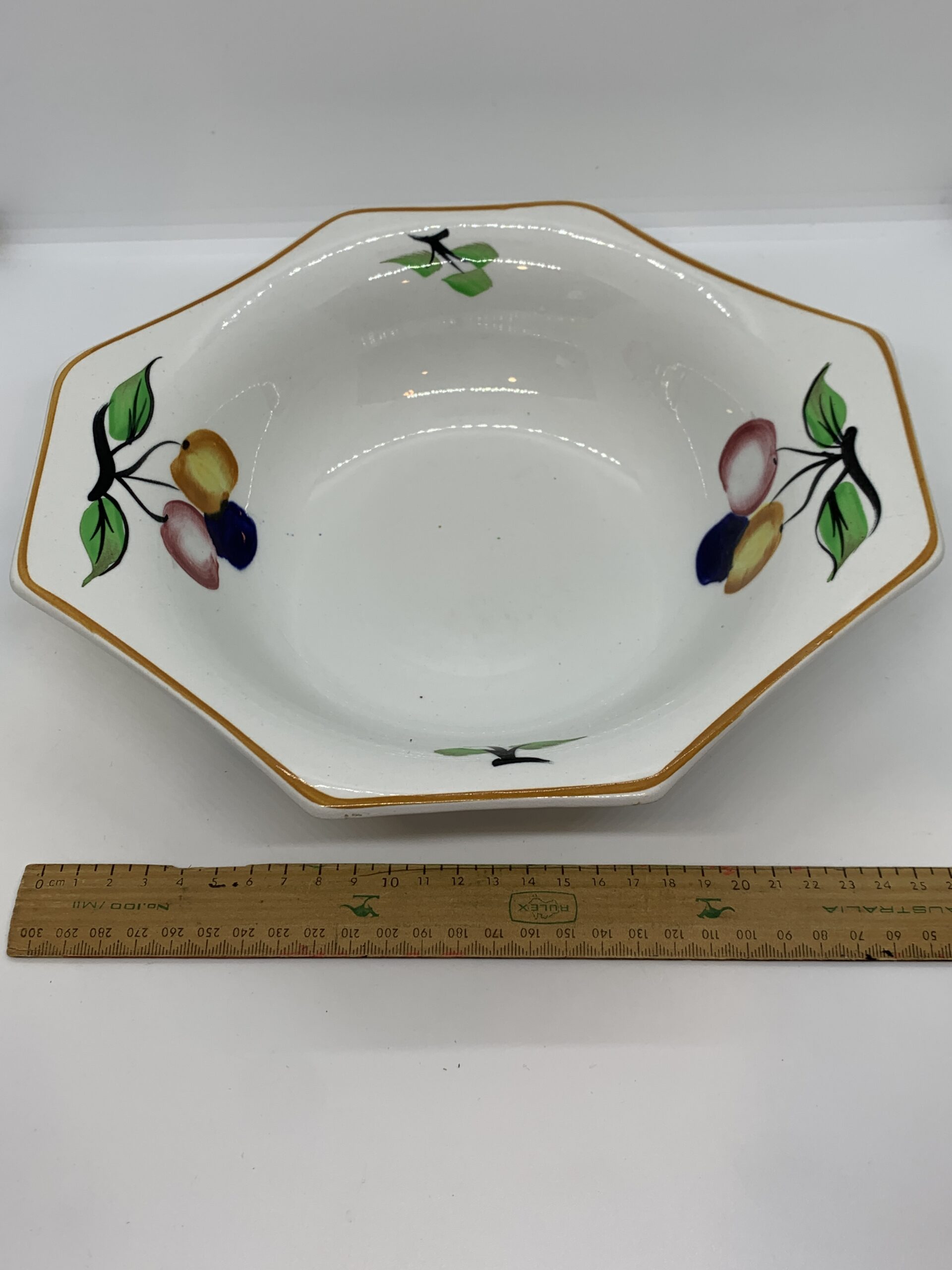 Solian Ware (Soho Pottery) Bowl Fruit Pattern 25cm - Vintage Keepsakes