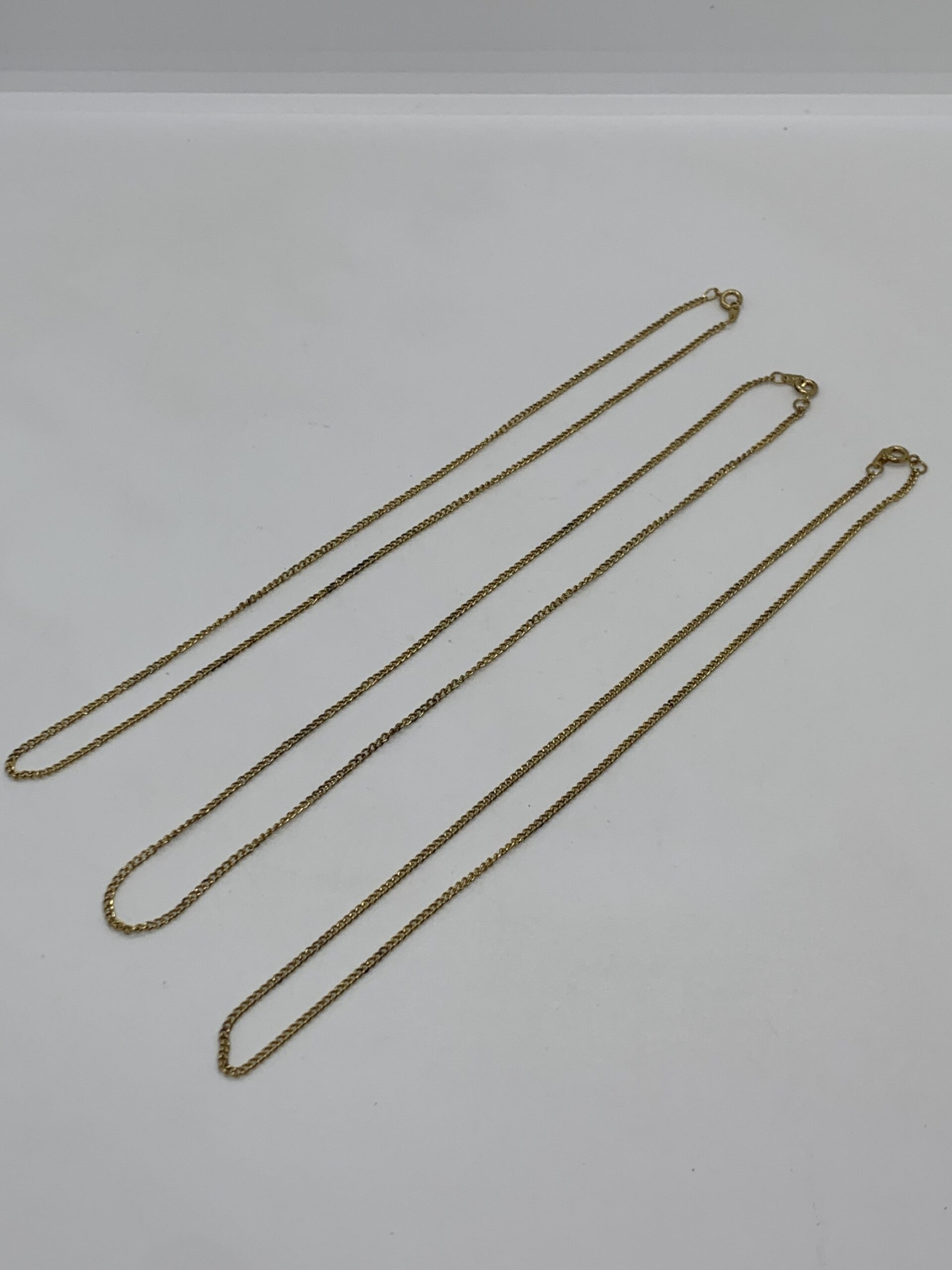 3 x Gold Plated Display Chains 40cm long - Vintage Keepsakes