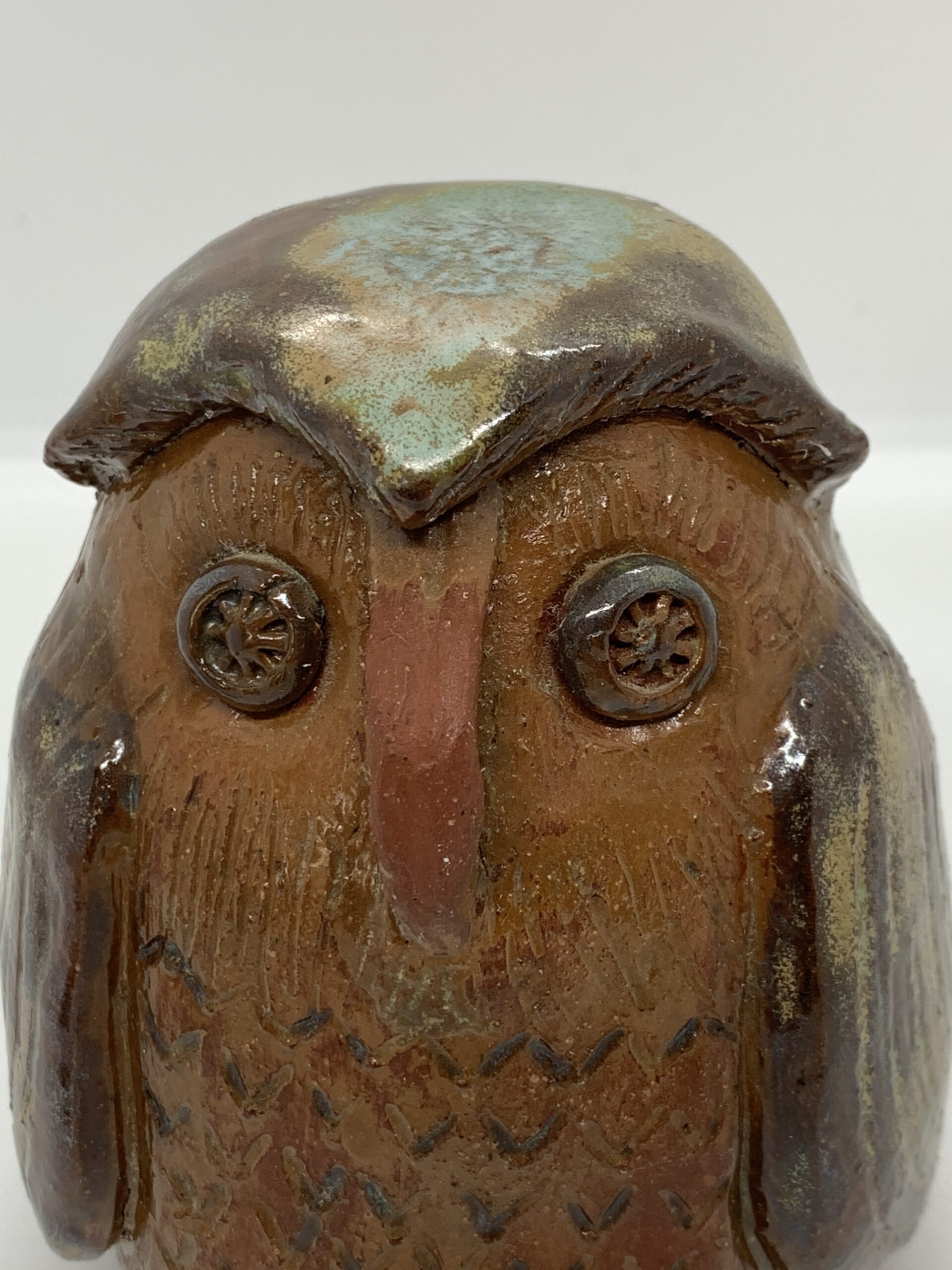 Terracotta Pottery Owl (incised BL to base) 12cm - Vintage Keepsakes