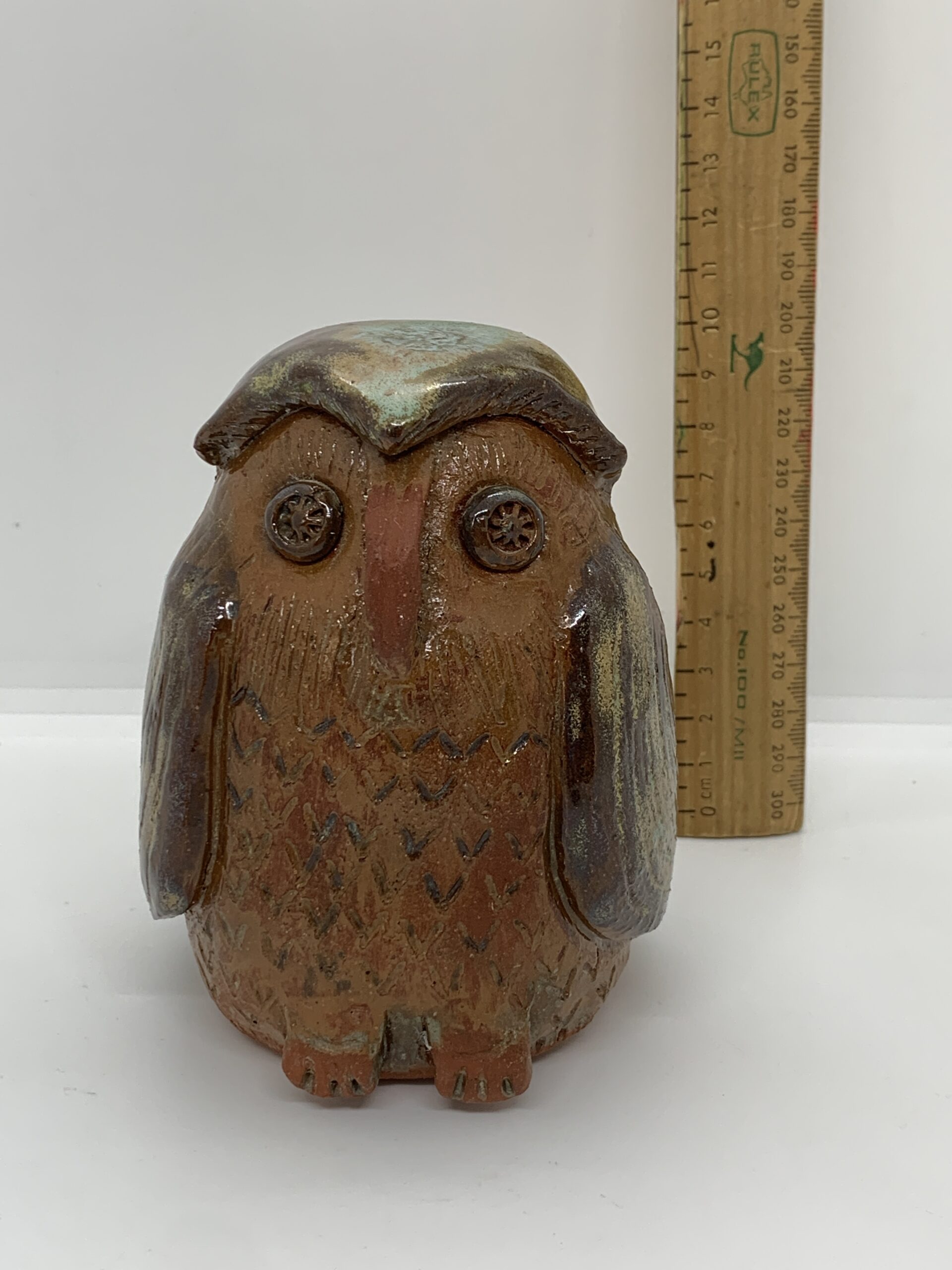 Terracotta Pottery Owl (incised BL to base) 12cm - Vintage Keepsakes