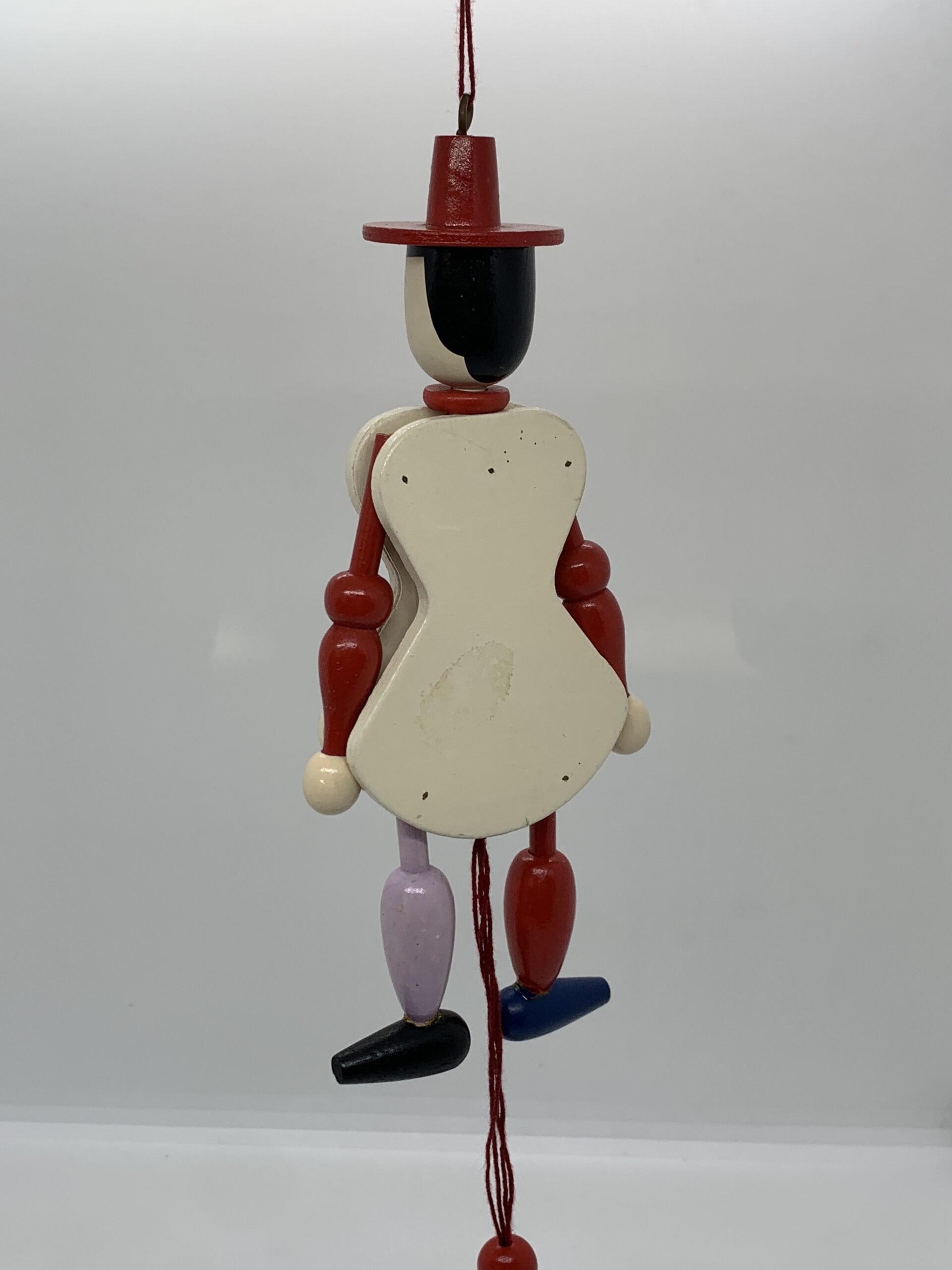 Wooden Hanging Pull String Doll Toy 19cm - Vintage Keepsakes