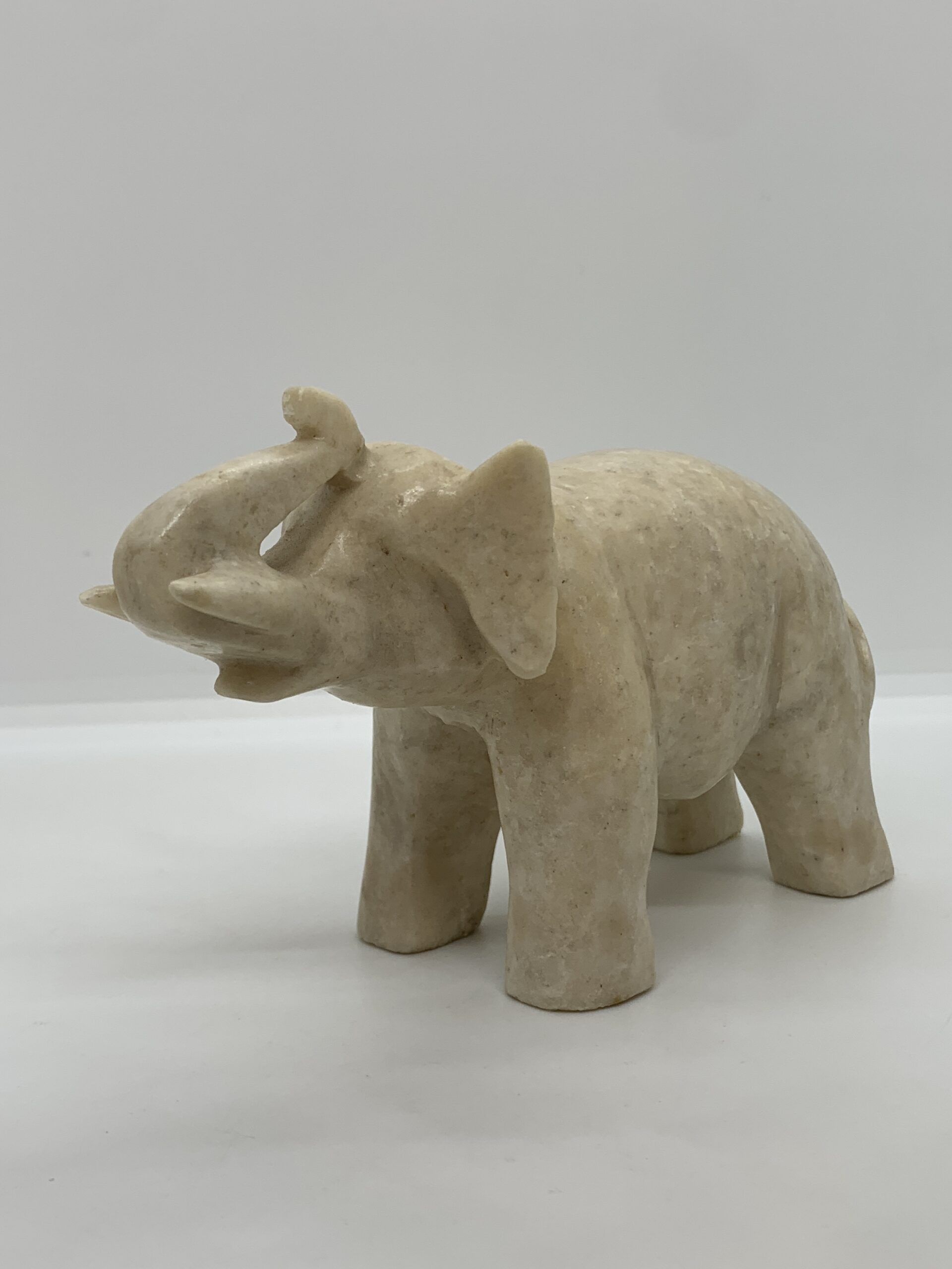 Pair of Carved Stone Elephants 8.5cm high - Vintage Keepsakes