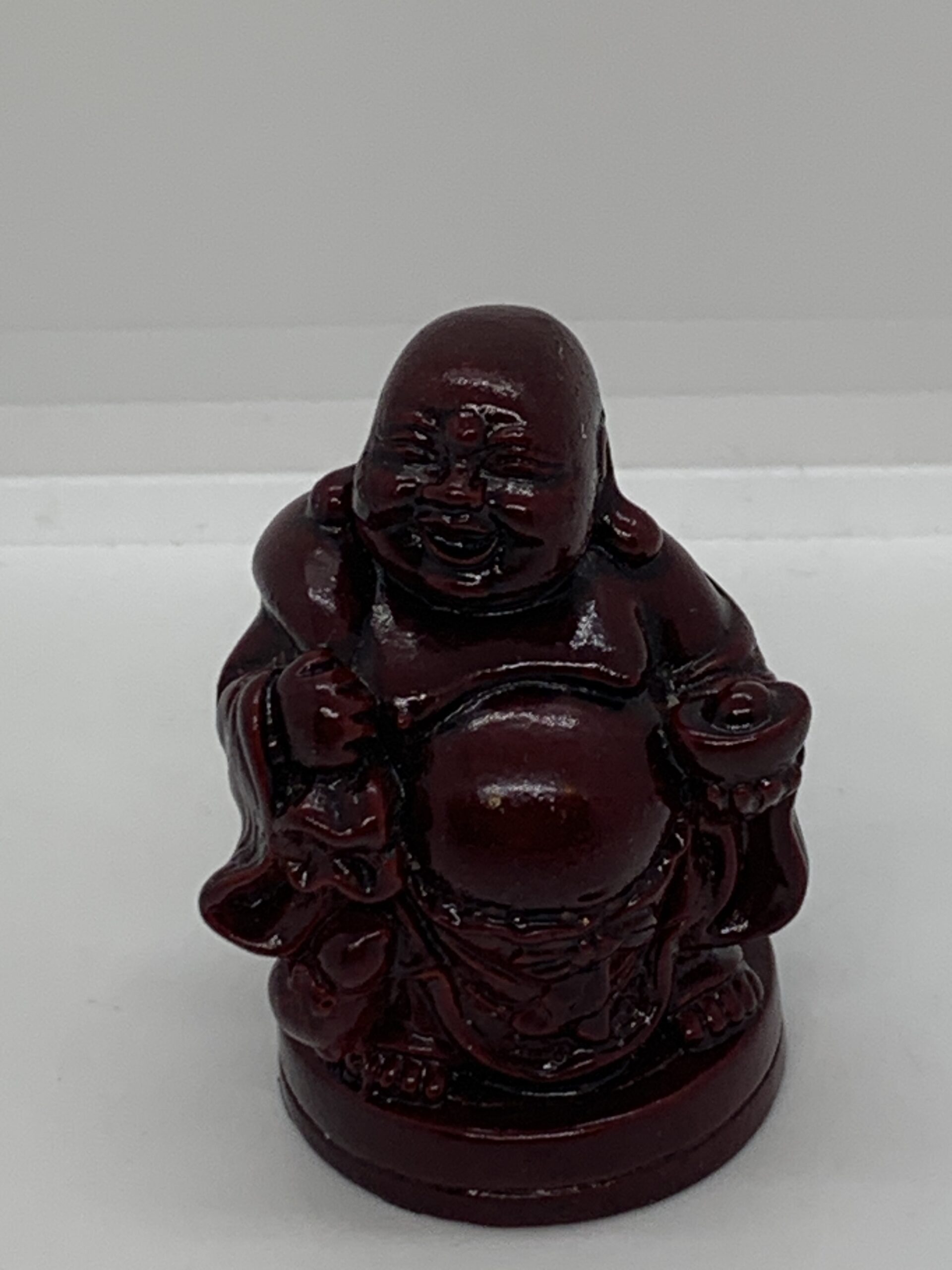 Chinese Red Resin Buddha Happy Laughing Figure 6cm - Vintage Keepsakes