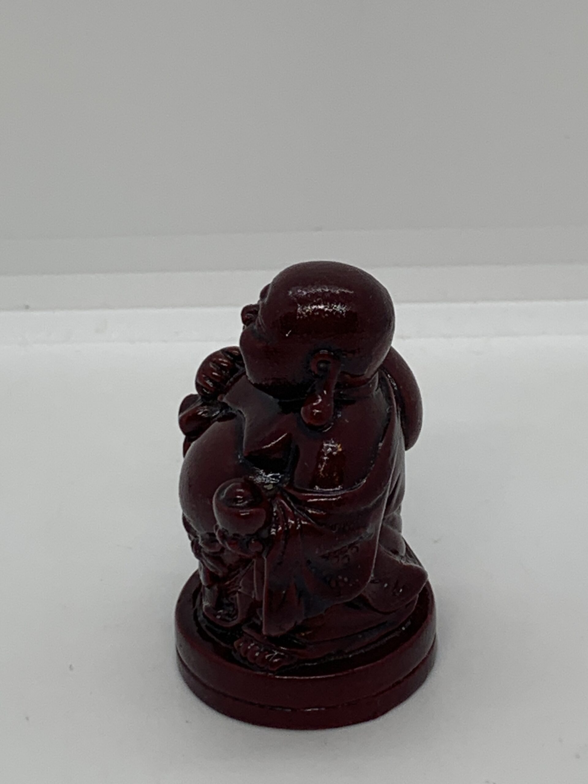 Chinese Red Resin Buddha Happy Laughing Figure 6cm - Vintage Keepsakes