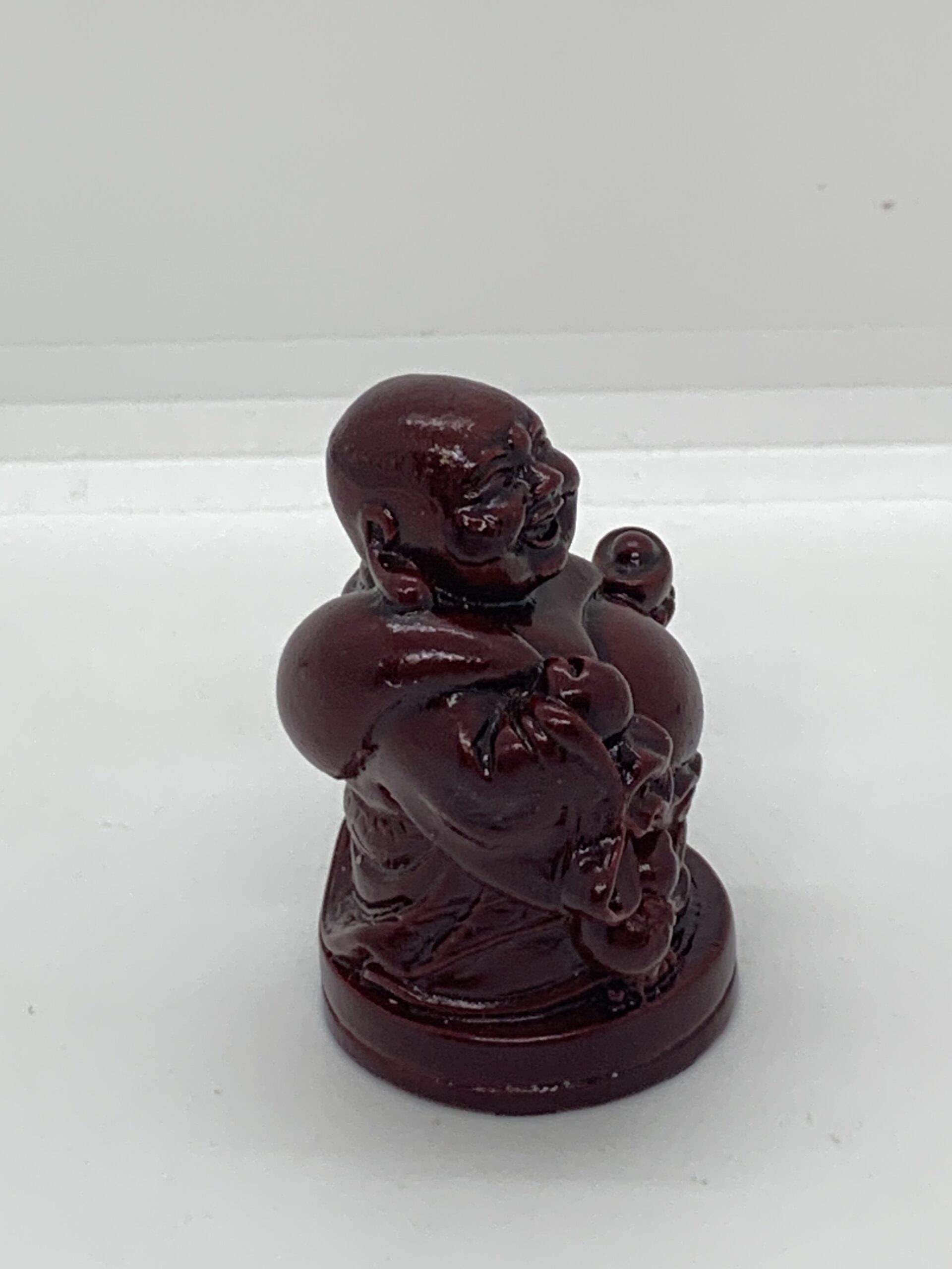 Chinese Red Resin Buddha Happy Laughing Figure 6cm - Vintage Keepsakes