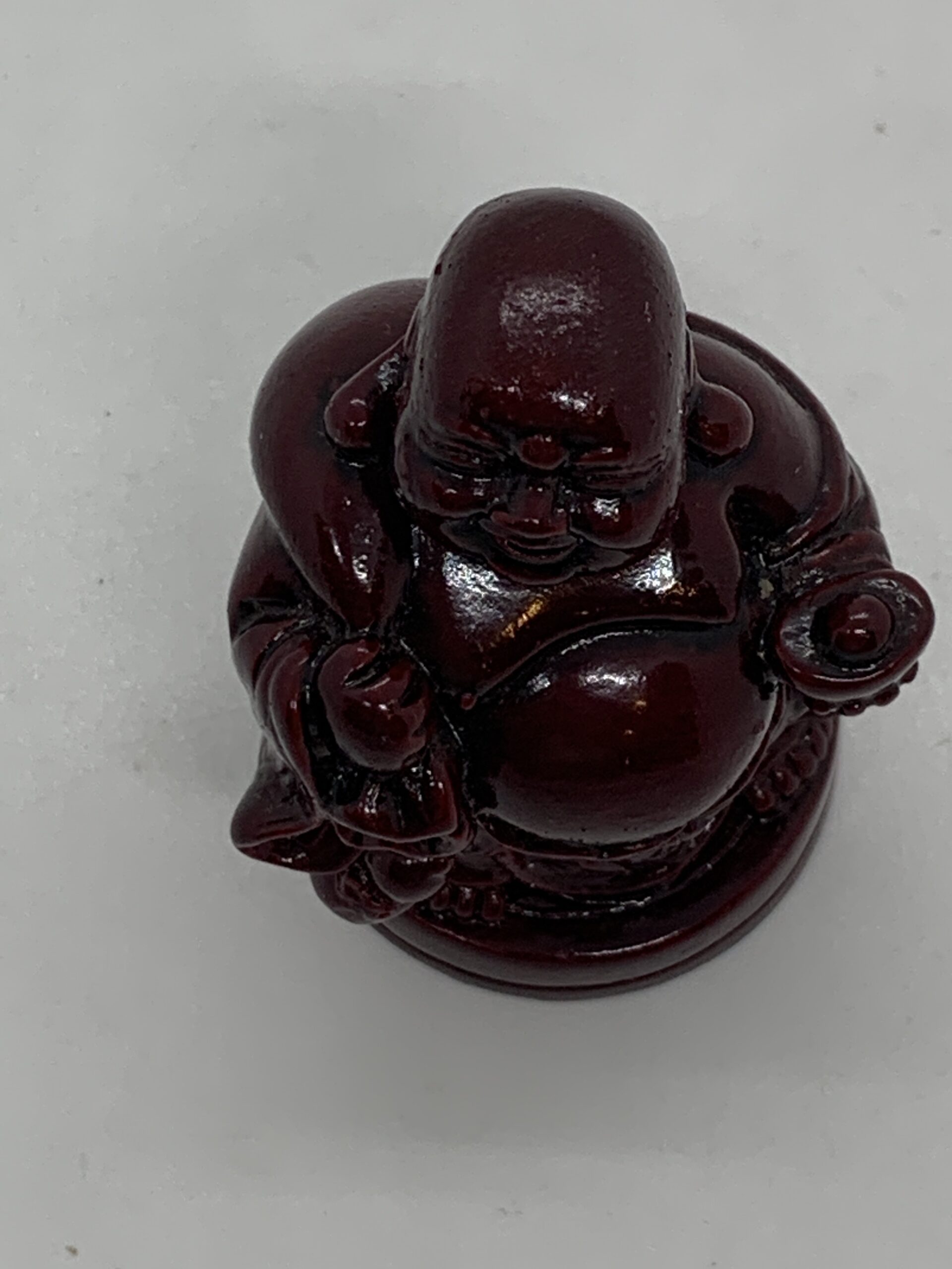 Chinese Red Resin Buddha Happy Laughing Figure 6cm - Vintage Keepsakes