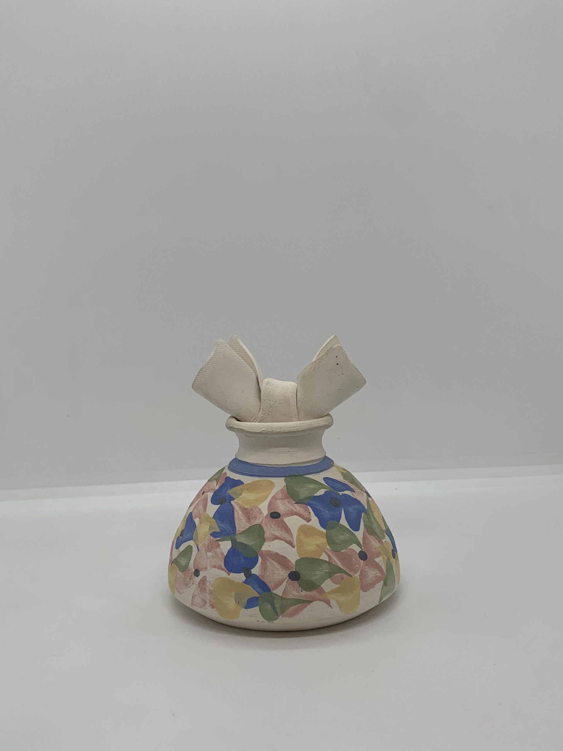 Clare Locker Australian Pottery Handpainted Vase with Bow Style Stopper ...
