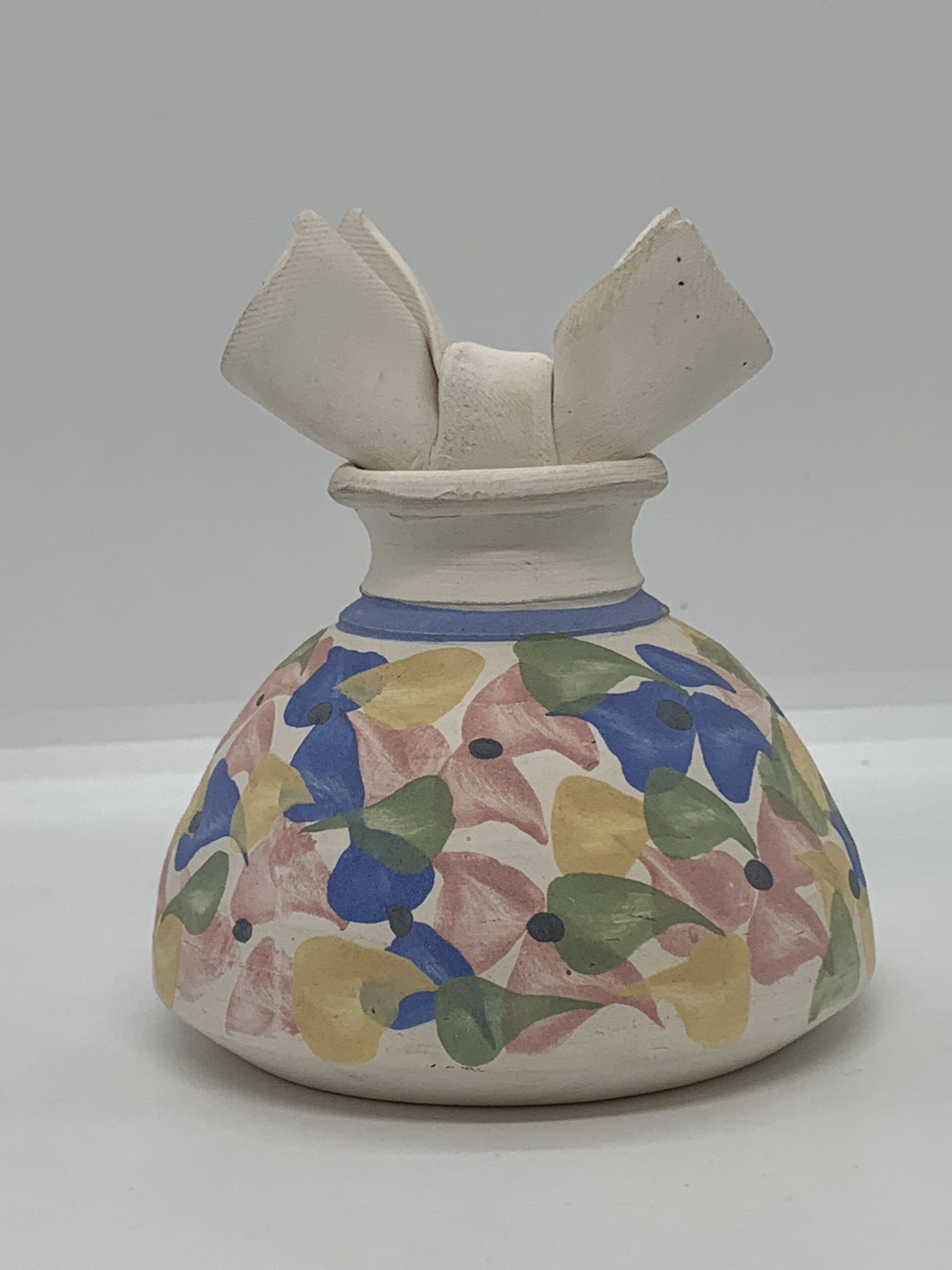 Clare Locker Australian Pottery Handpainted Vase with Bow Style Stopper ...