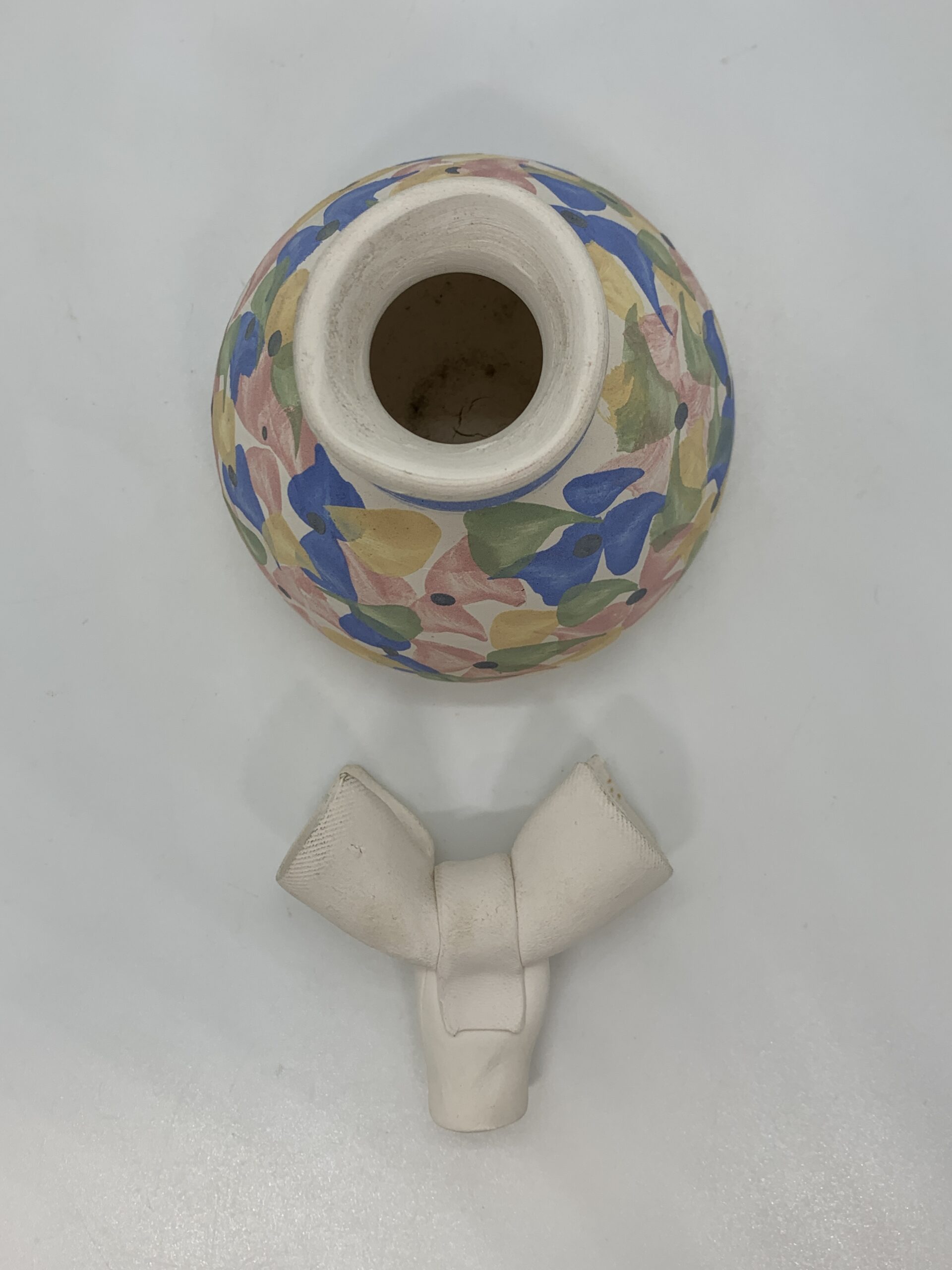 Clare Locker Australian Pottery Handpainted Vase with Bow Style Stopper ...