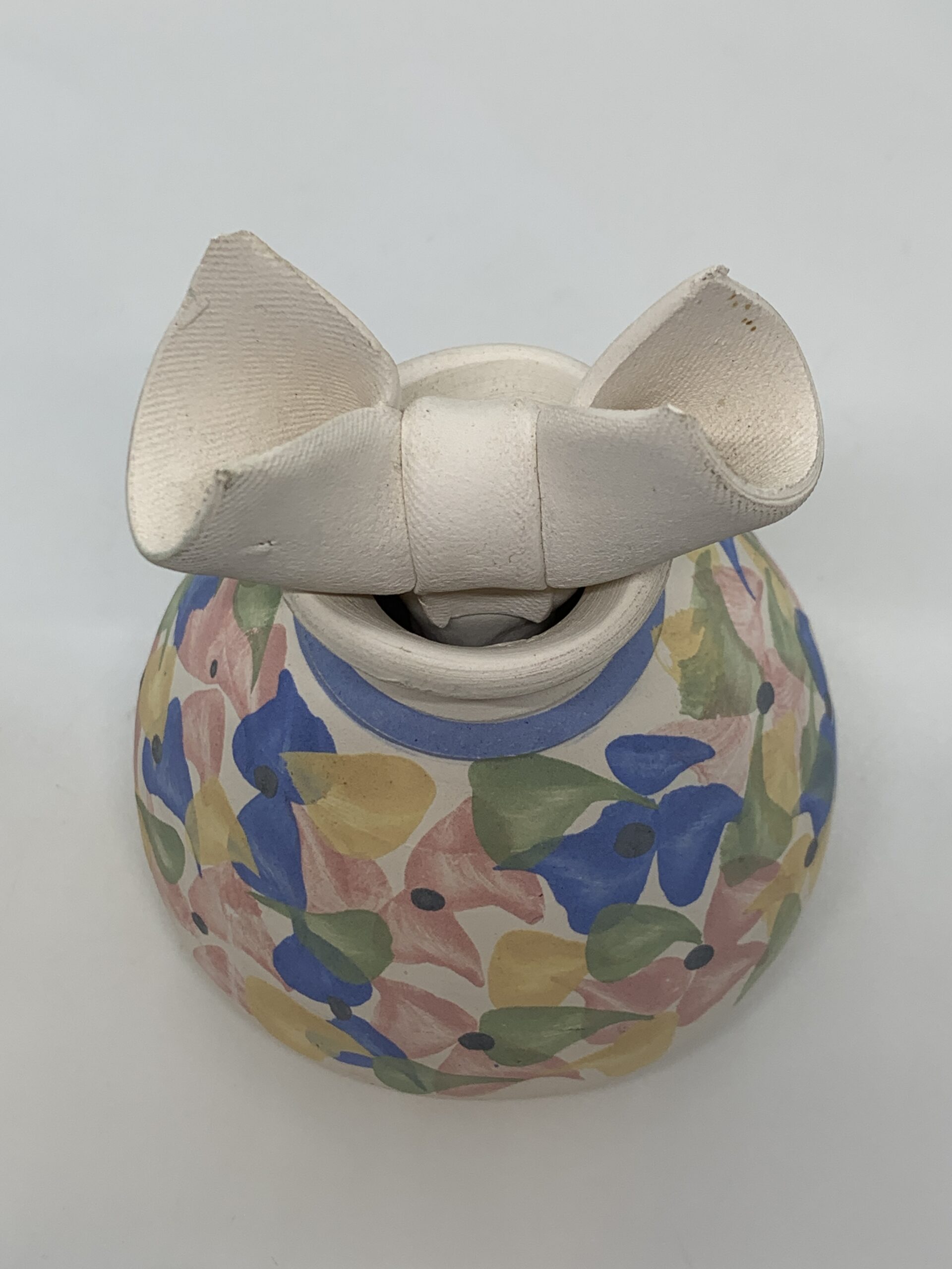 Clare Locker Australian Pottery Handpainted Vase with Bow Style Stopper ...