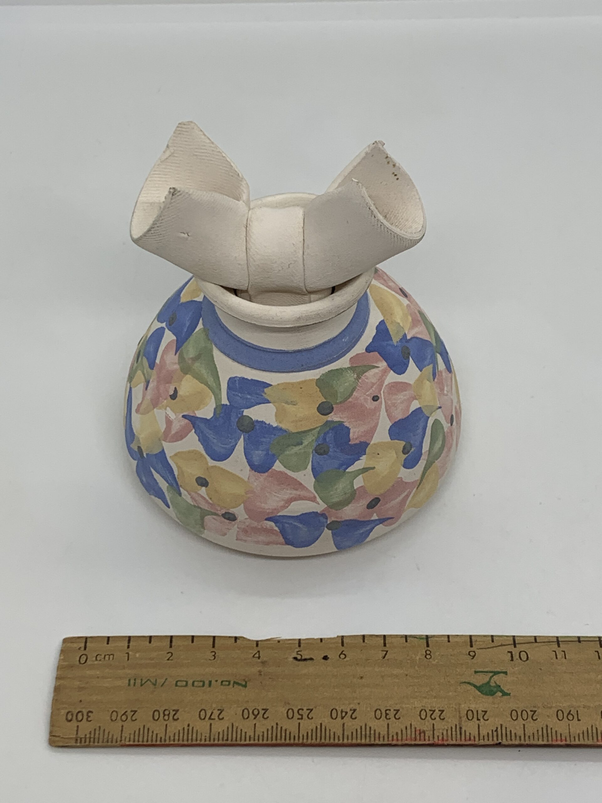 Clare Locker Australian Pottery Handpainted Vase with Bow Style Stopper ...