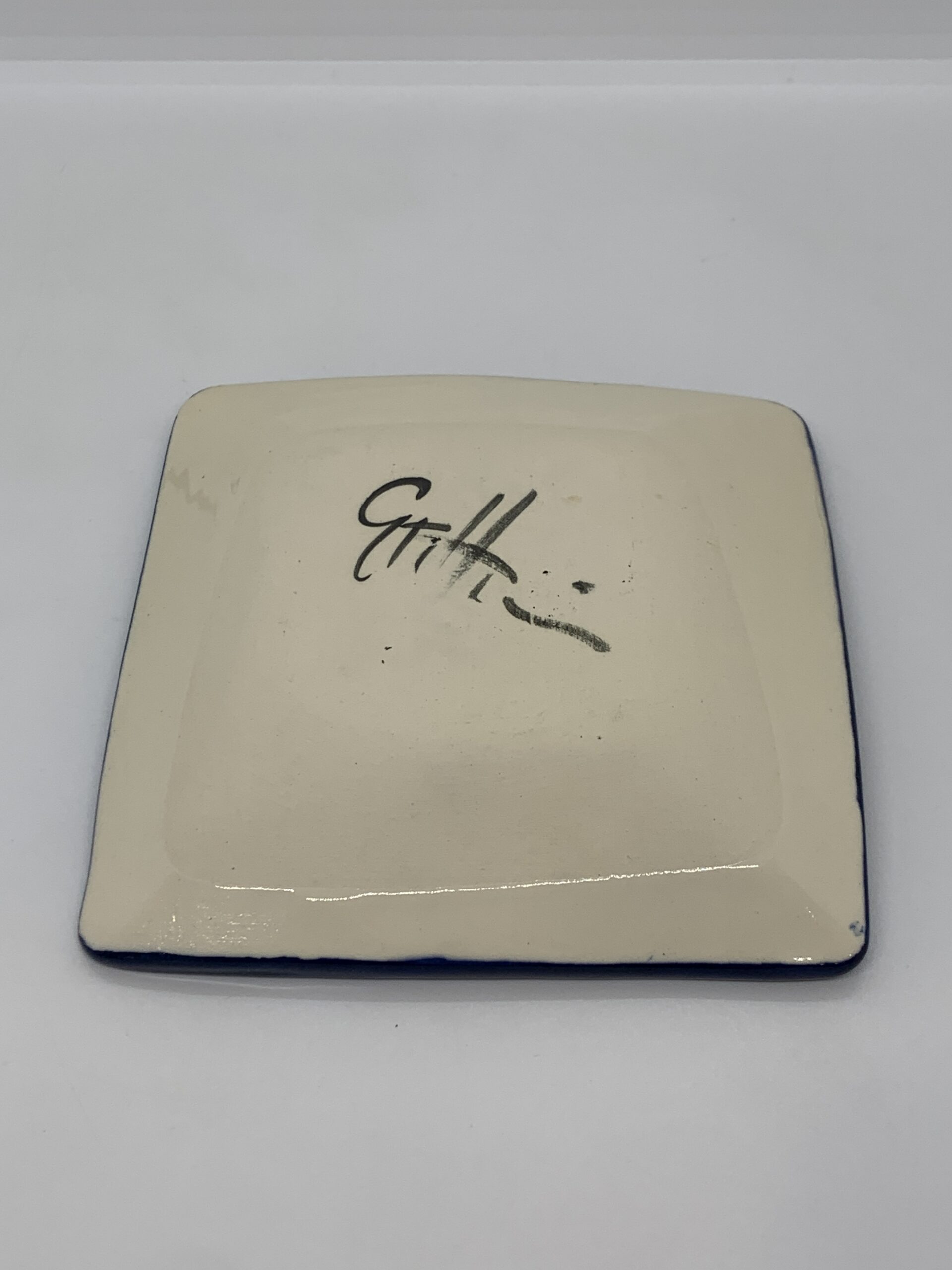 Pottery Square Plate with Starfish Design signed to base 14cm - Vintage ...