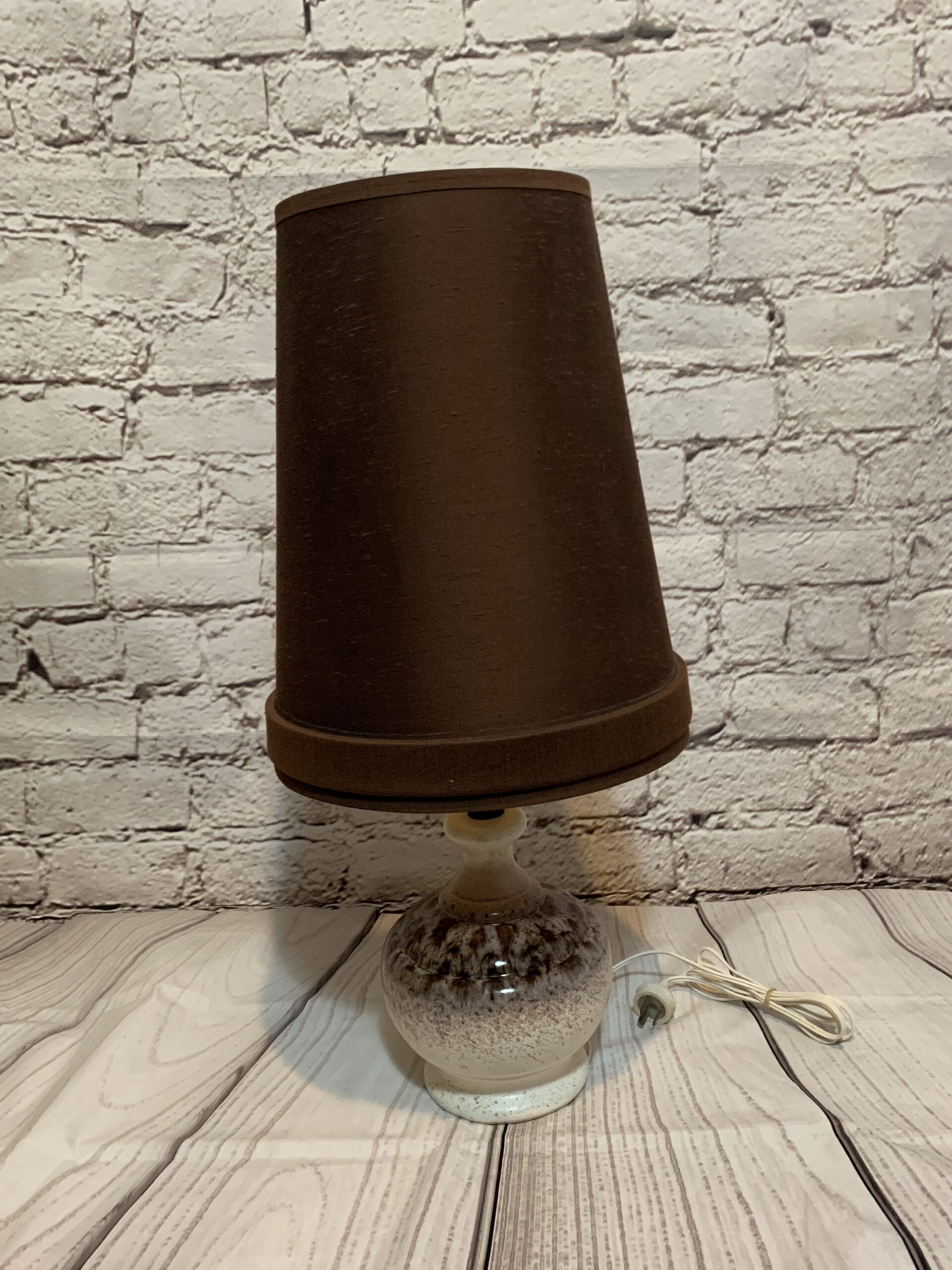 Vintage Lamp Base with Brown Shade - Vintage Keepsakes