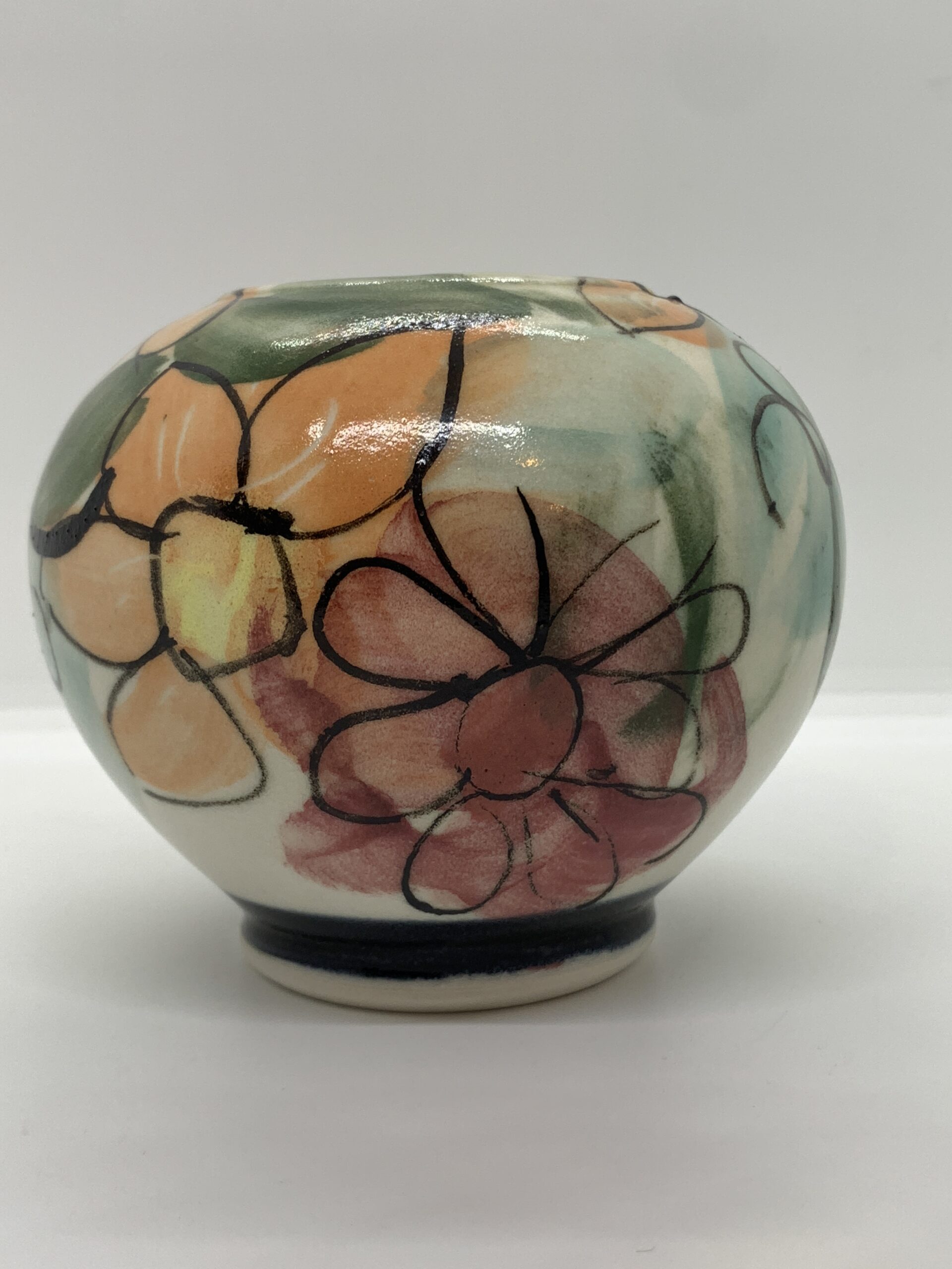 Gamble Pottery Floral pattern Vase 9.5cm - Vintage Keepsakes
